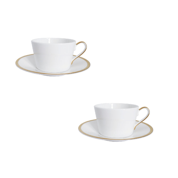 Twig Golden Edge Cups and Saucers | Wayfair