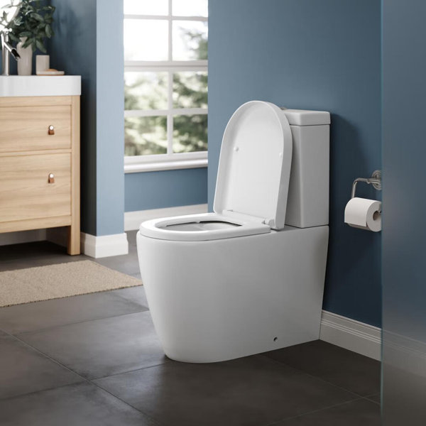 Belfry Bathroom Soft Closed Coupled Toilet with a Rimless Round Shape ...