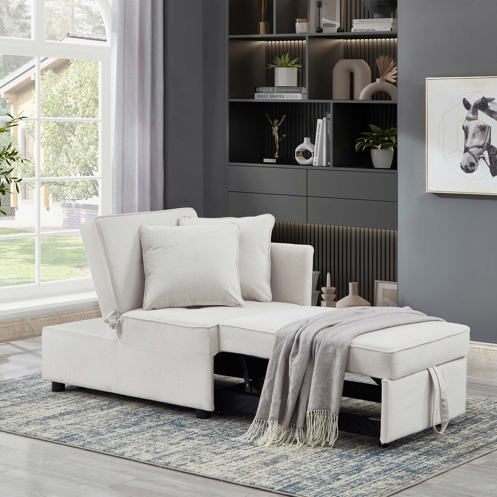 Ebern Designs Chair Bed 4 In 1 Convertible Recliner Couch Sleeper Sofa ...