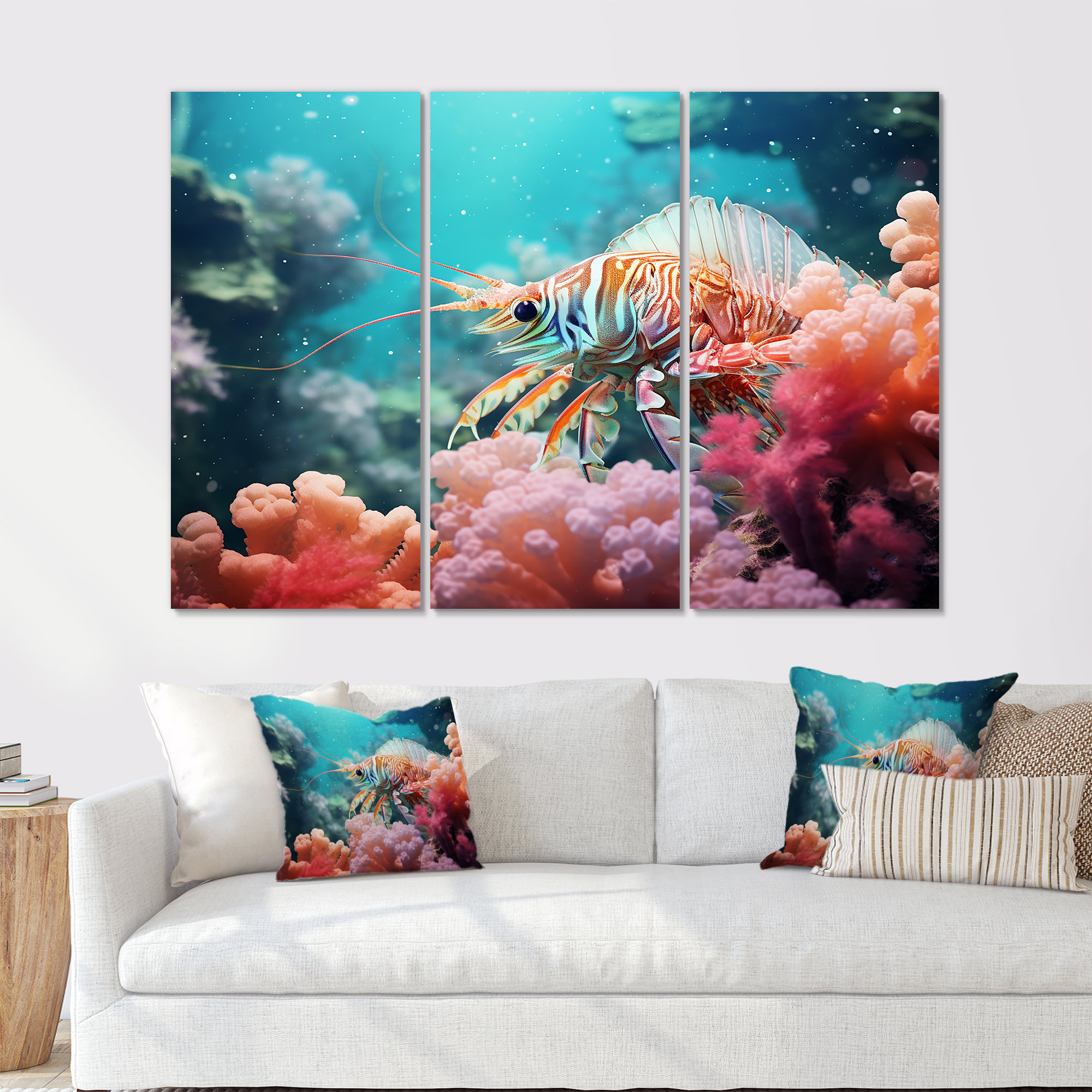 Dovecove Mantis Shrimp Dance I - Coastal Coral Under Water Wall Decor ...