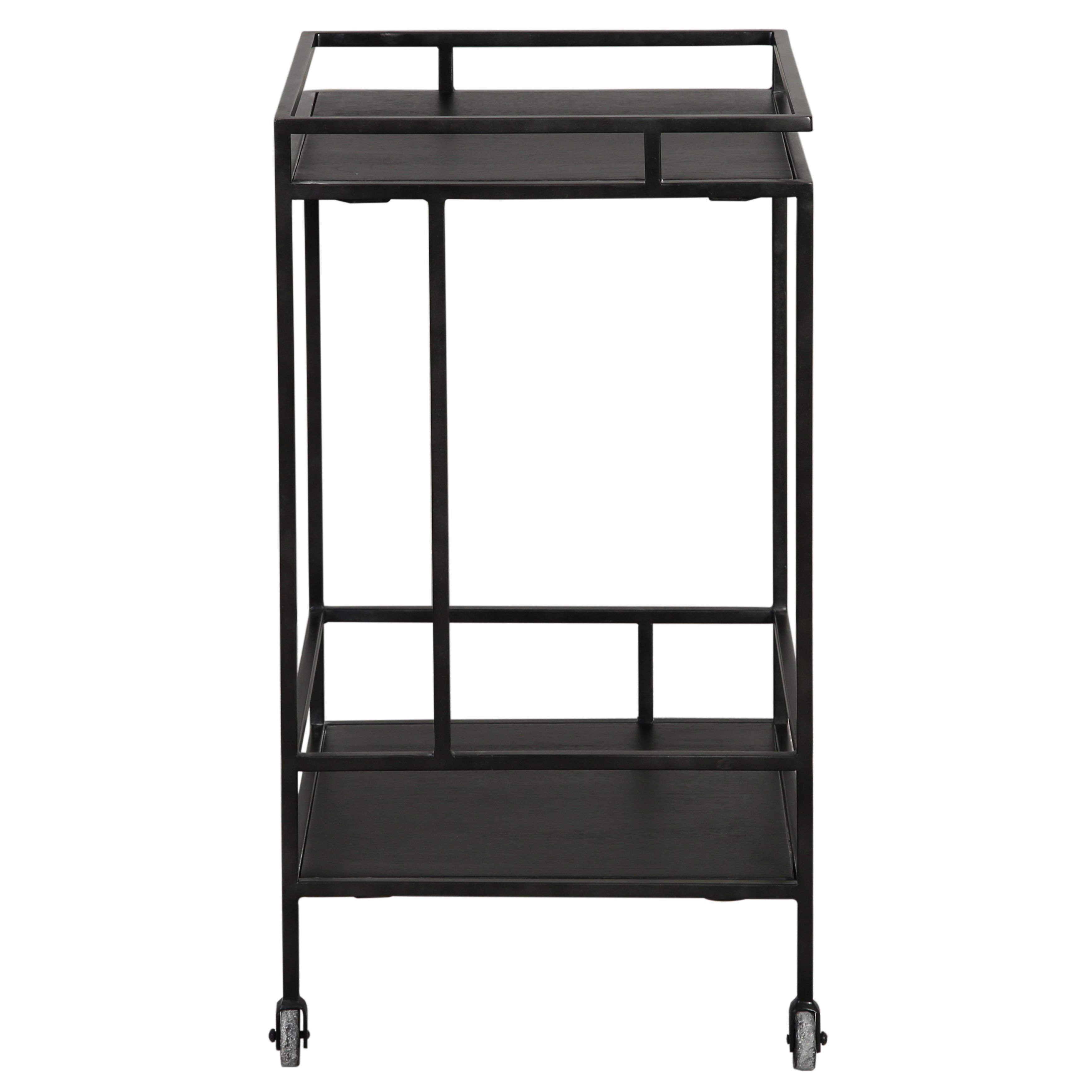 Latitude Run® Evita Squared Iron Bar Cart, Black | Wayfair
