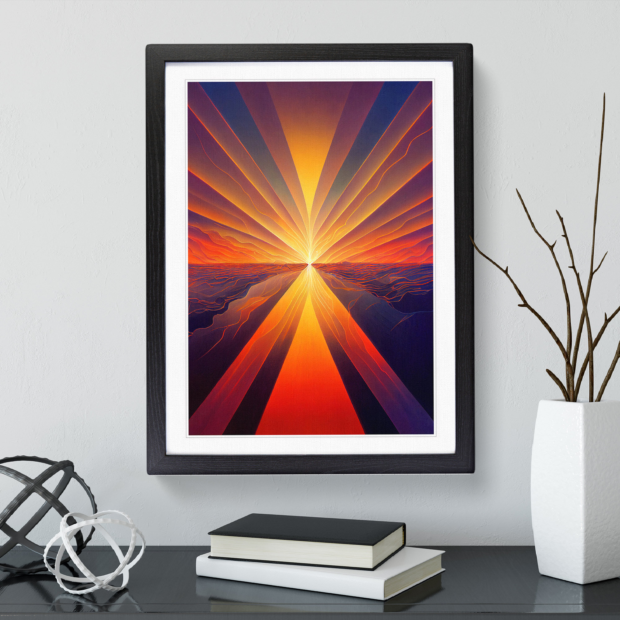 Metro Lane Electrifying Abstract Sunset - Picture Frame Graphic Art ...