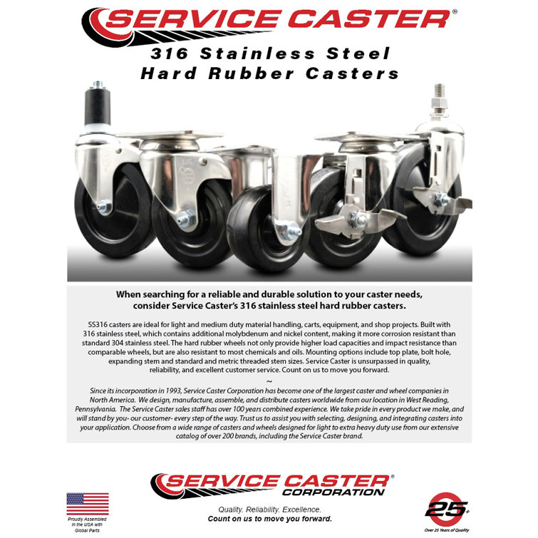 Service Caster Hard Rubber Caster - Wayfair Canada