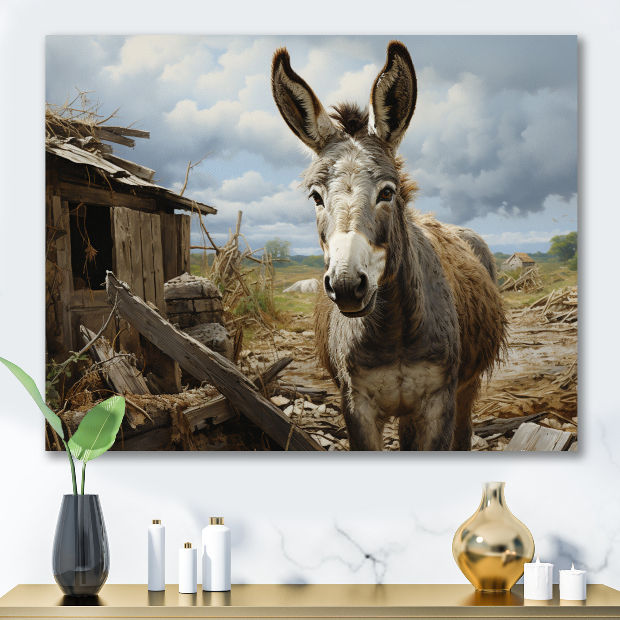 Gracie Oaks Donkey Day At Farm II Framed On Canvas Print | Wayfair
