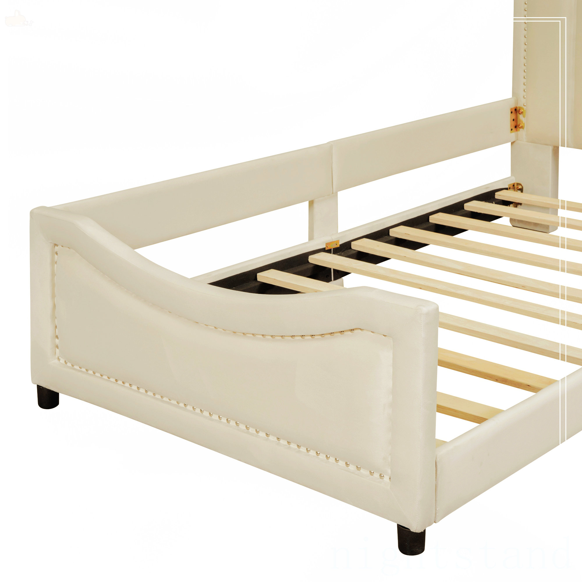 Harriet Bee Kisher Size Upholstered Daybed With Classic Stripe Shaped Headboard - Wayfair Canada