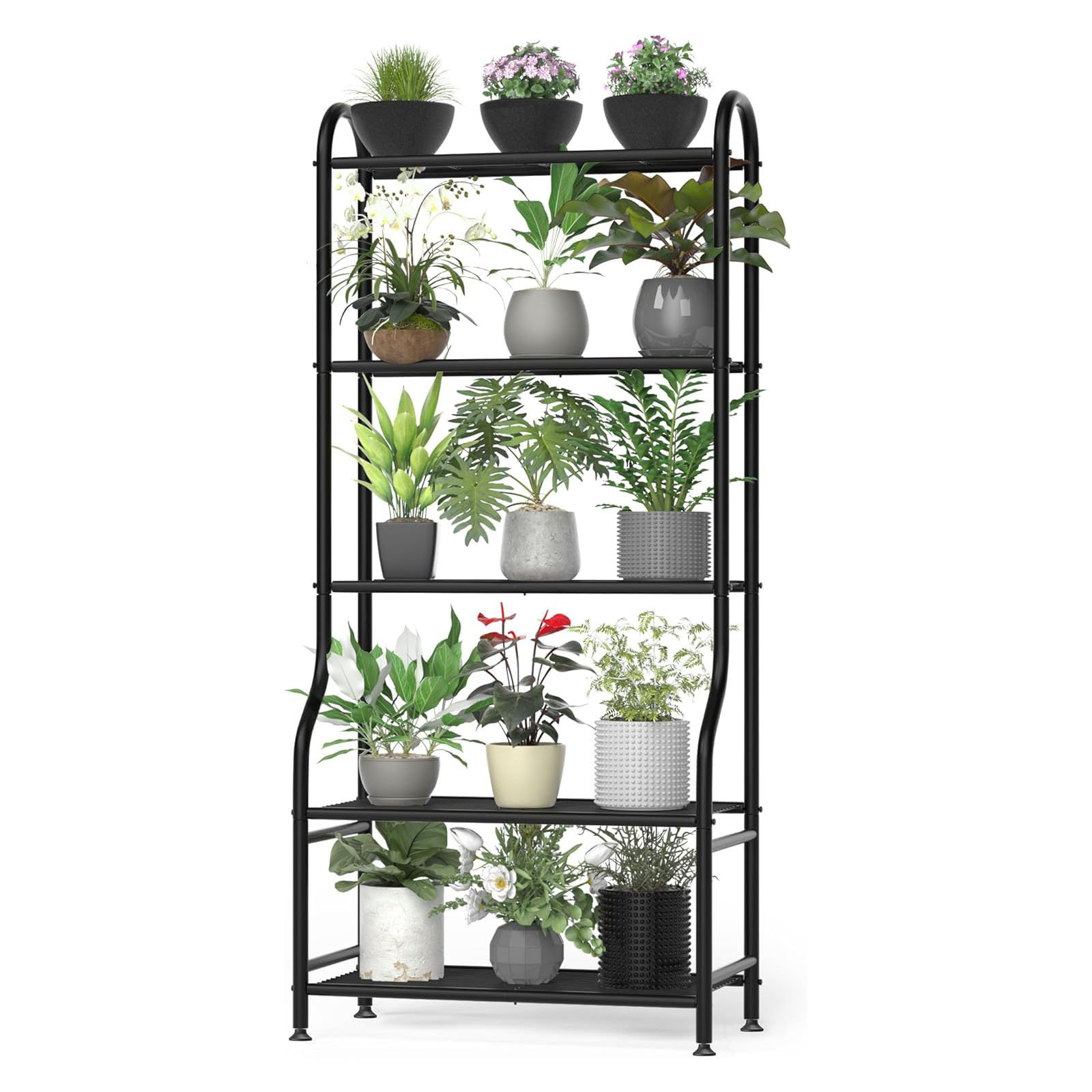 Latitude Run® Black 5-Tier Metal Plant Stand - Waterproof Heavy Duty ...