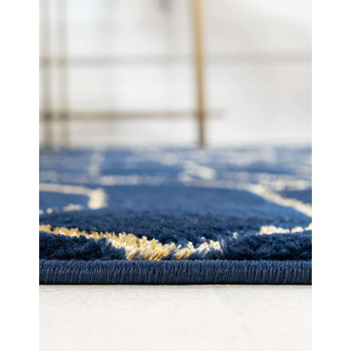 MarilynMonroe Glam Navy Blue Gold Area Rug & Reviews | Wayfair