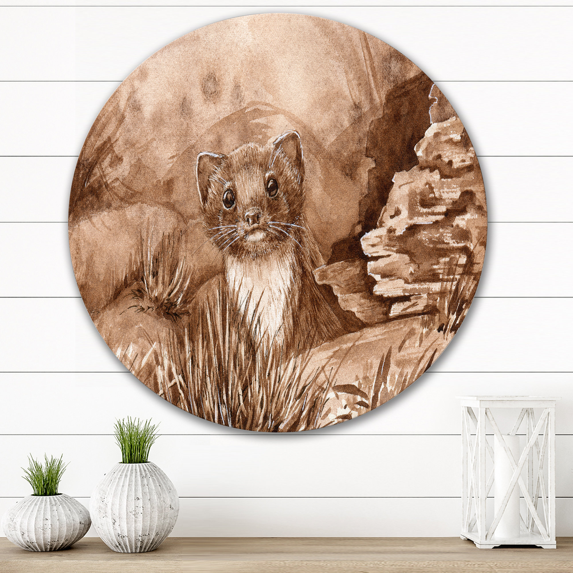 East Urban Home Wild Weasel In The Forest - Traditional Metal Circle ...