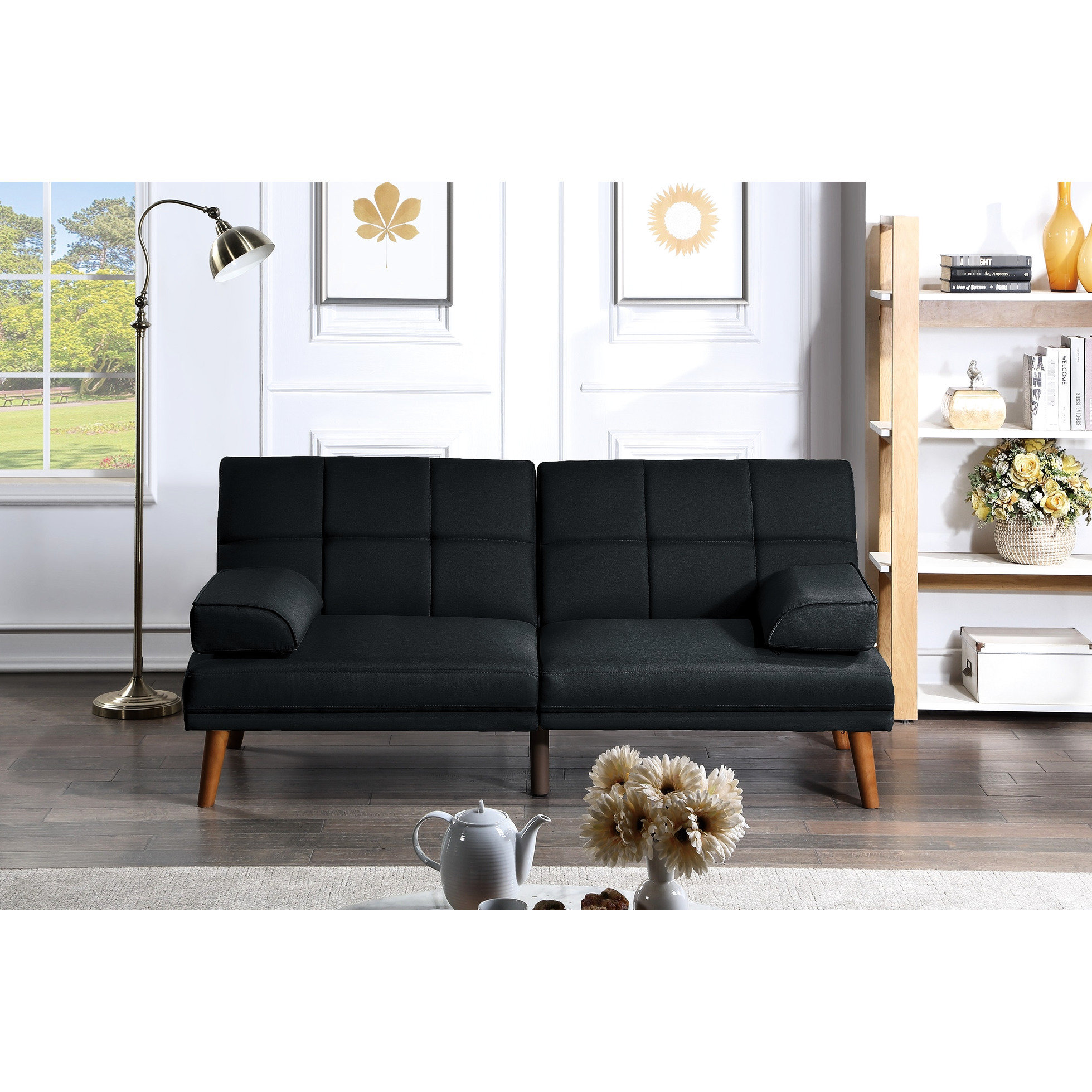 George Oliver Mustard Polyfiber Couch With Solid Wood Legs And Spacious ...