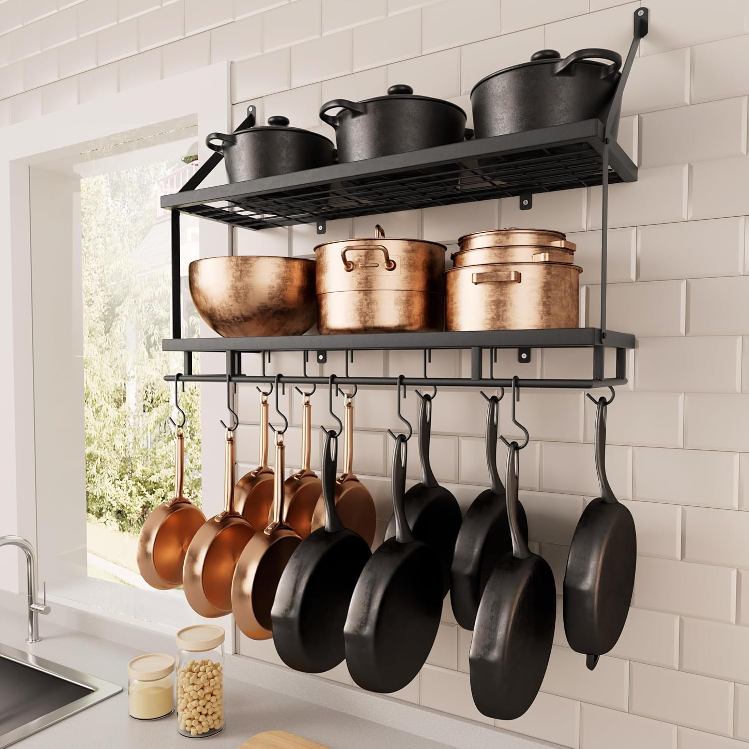 Prep & Savour 30-Inch Kitchen Pot Rack - Mounted Hanging Rack for ...