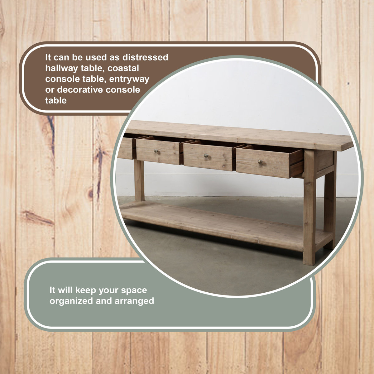 Lily's Living Long Amalfi Console Table With 4 Drawers 90 Inches | Wayfair
