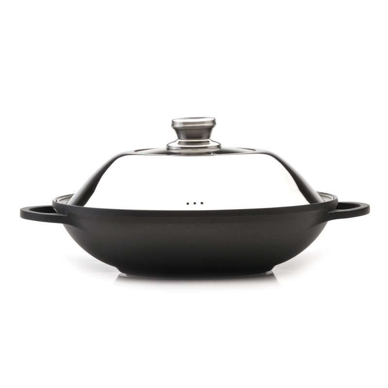 BergHOFF EuroCAST Non-Stick Ceramic Aluminum Wok with Lid, 12.25" | Wayfair