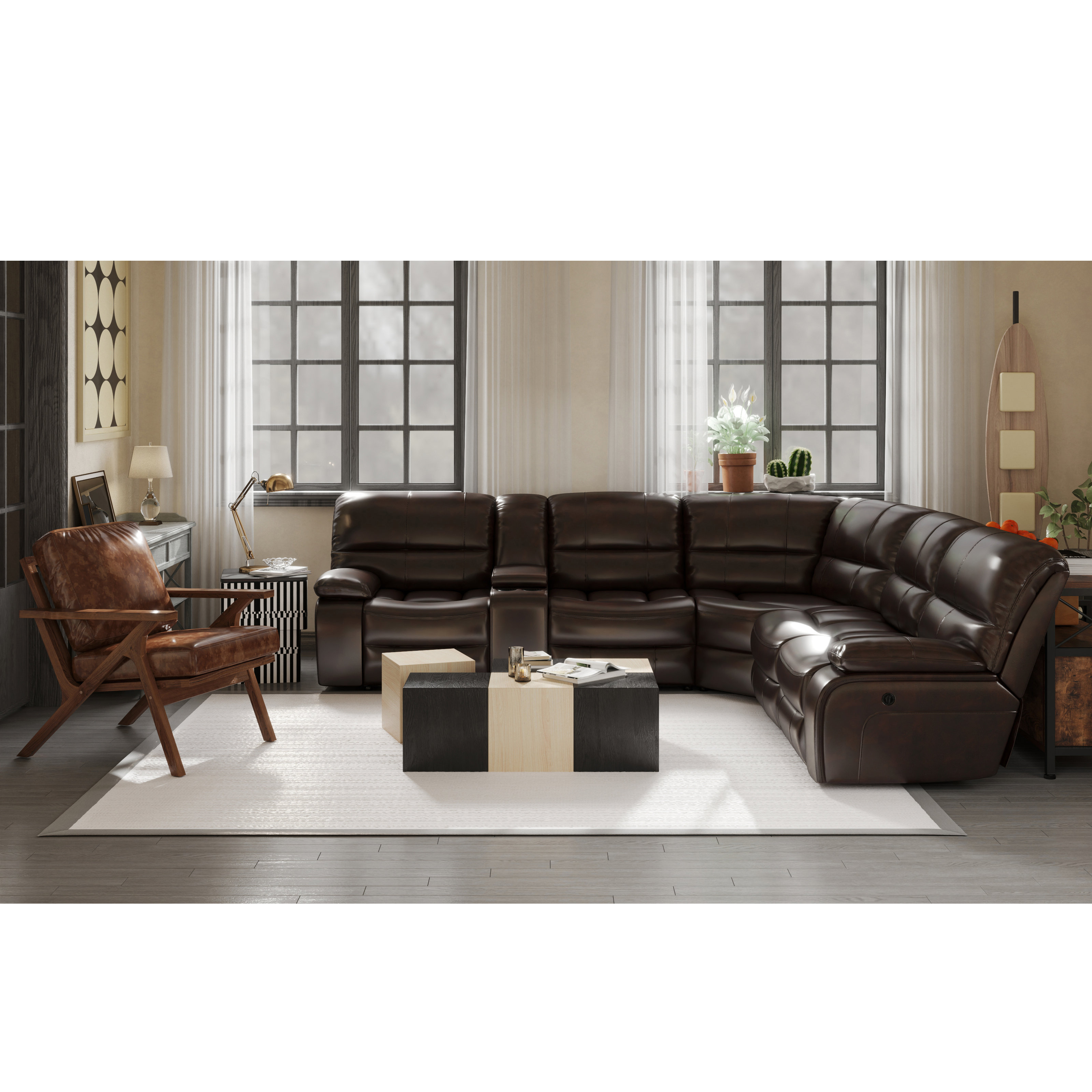 Latitude Run® Culbreth 7-Piece Modern Fancy Faux Leather Power And ...