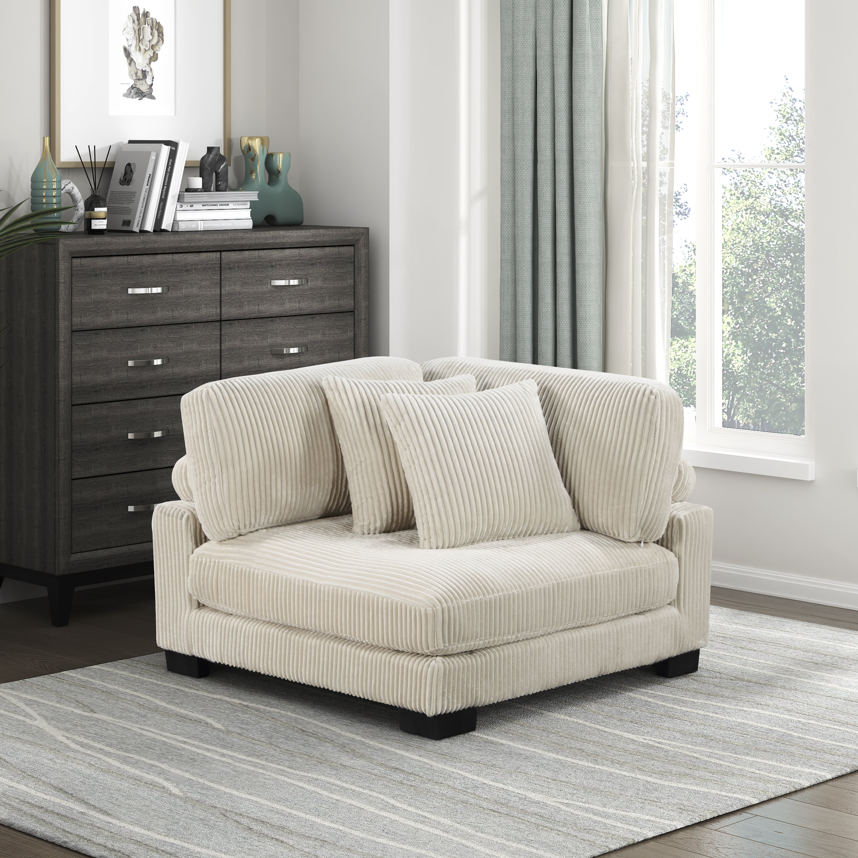 Latitude Run® Brinsley 45" Modern & Contemporary Corduroy Corner Chair ...