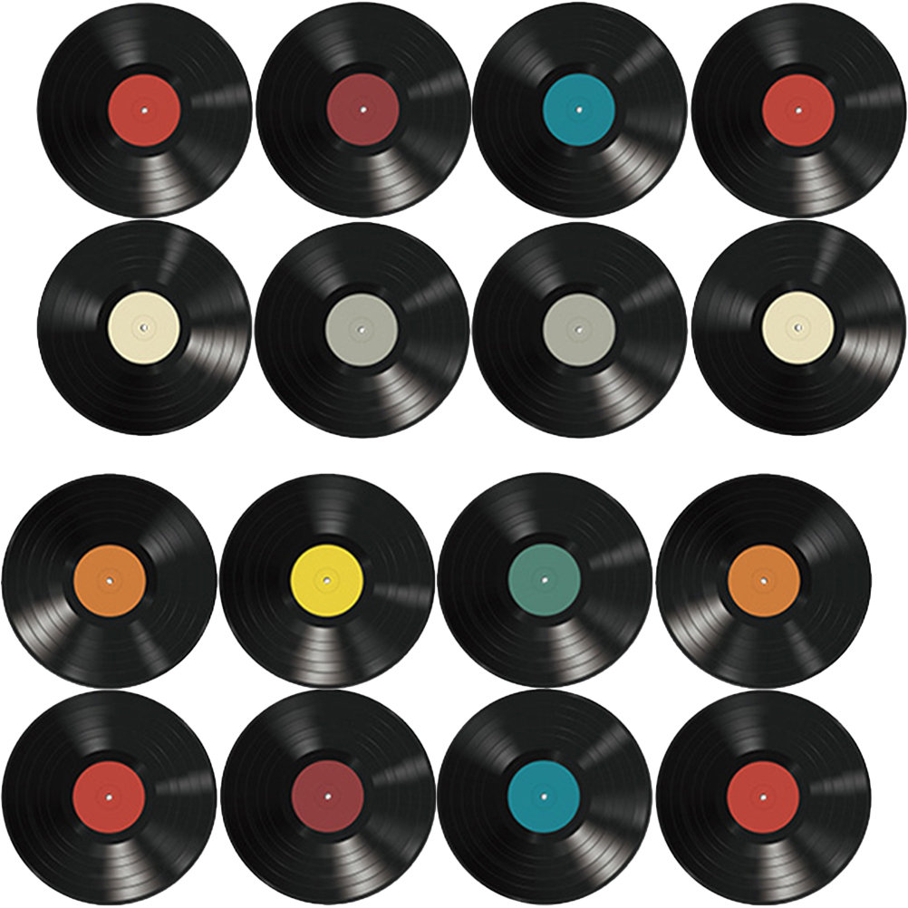 Ebern Designs 16Pcs Wall Mount Record Stickers Decorative Records Wall ...