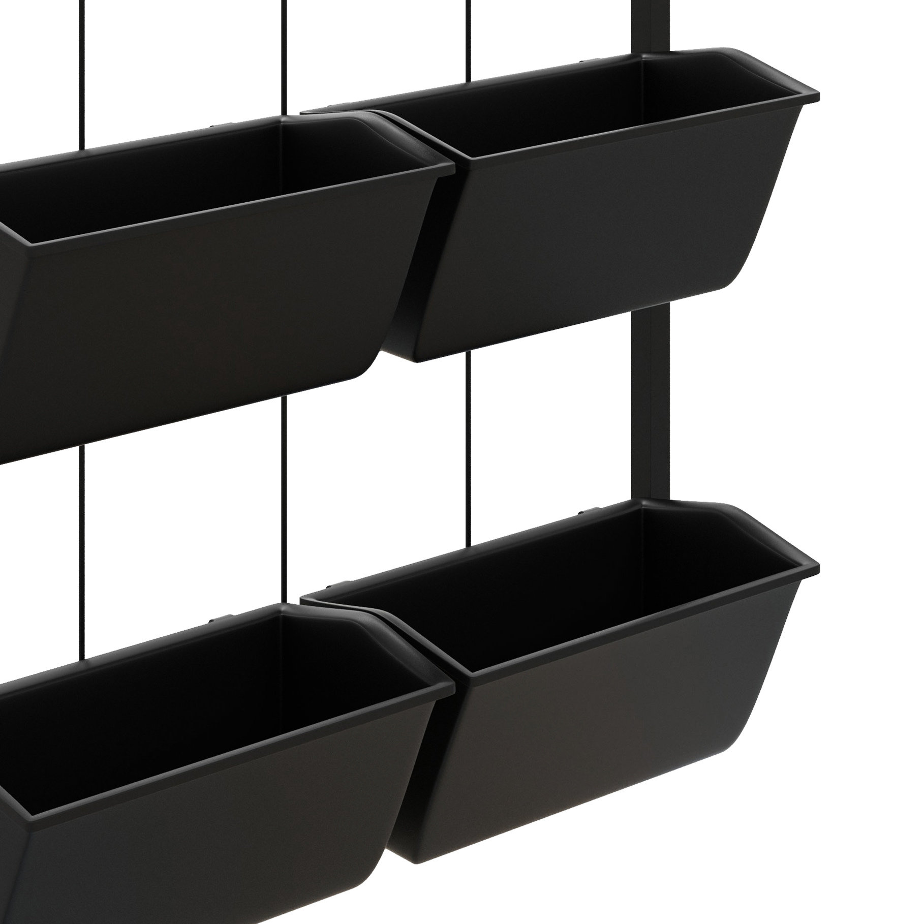 Ivy Bronx Black Wall Planter With 6 Pots - 3 Hanging Self-Draining For ...