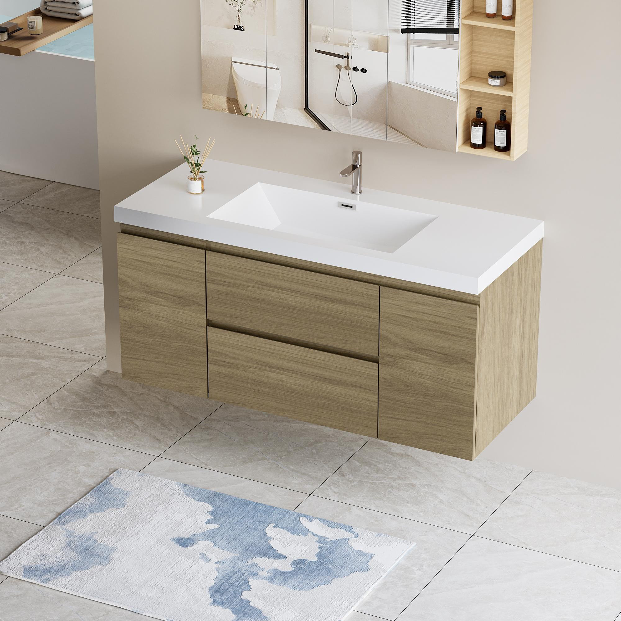 Latitude Run® 48-Inch Modern Floating Bathroom Vanity | Wayfair