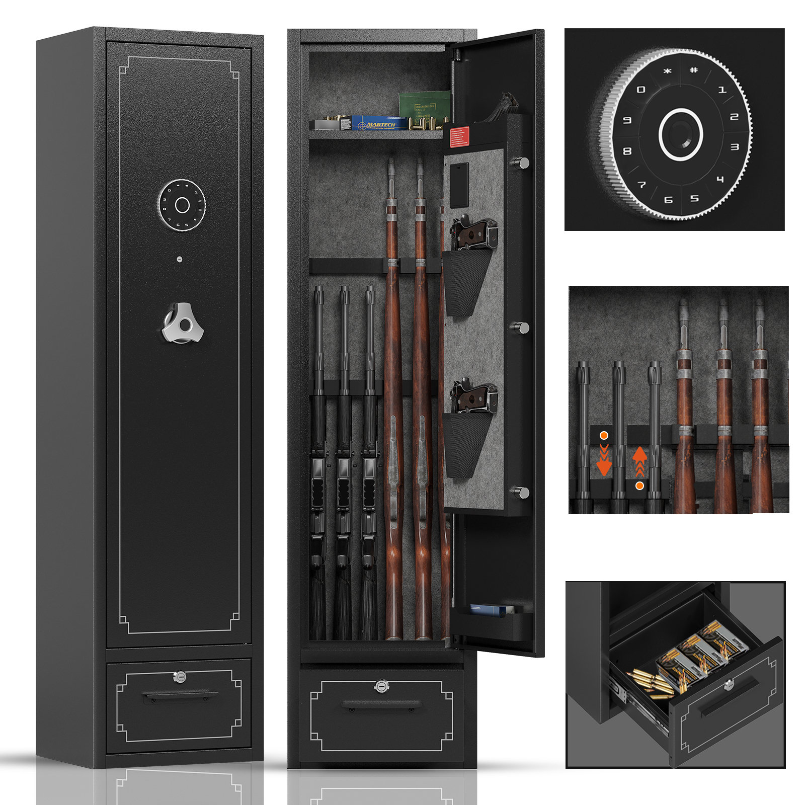 Kaer Gun Safes & Cabinets,Gun Safes for Home Rifle and Pistols,Rifle ...
