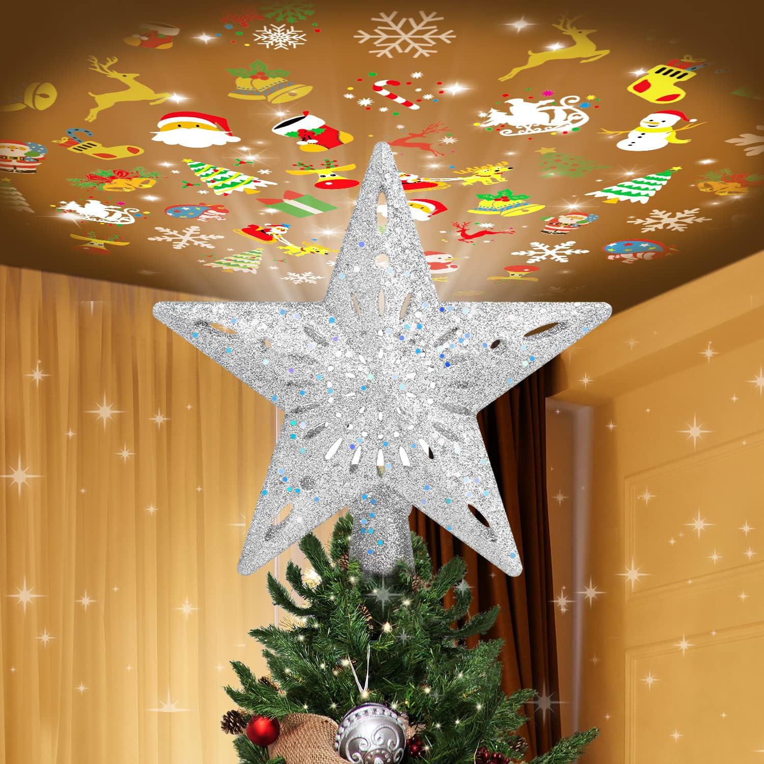 The Holiday Aisle® Christmas Tree Topper Lighted With 6 Patterns ...
