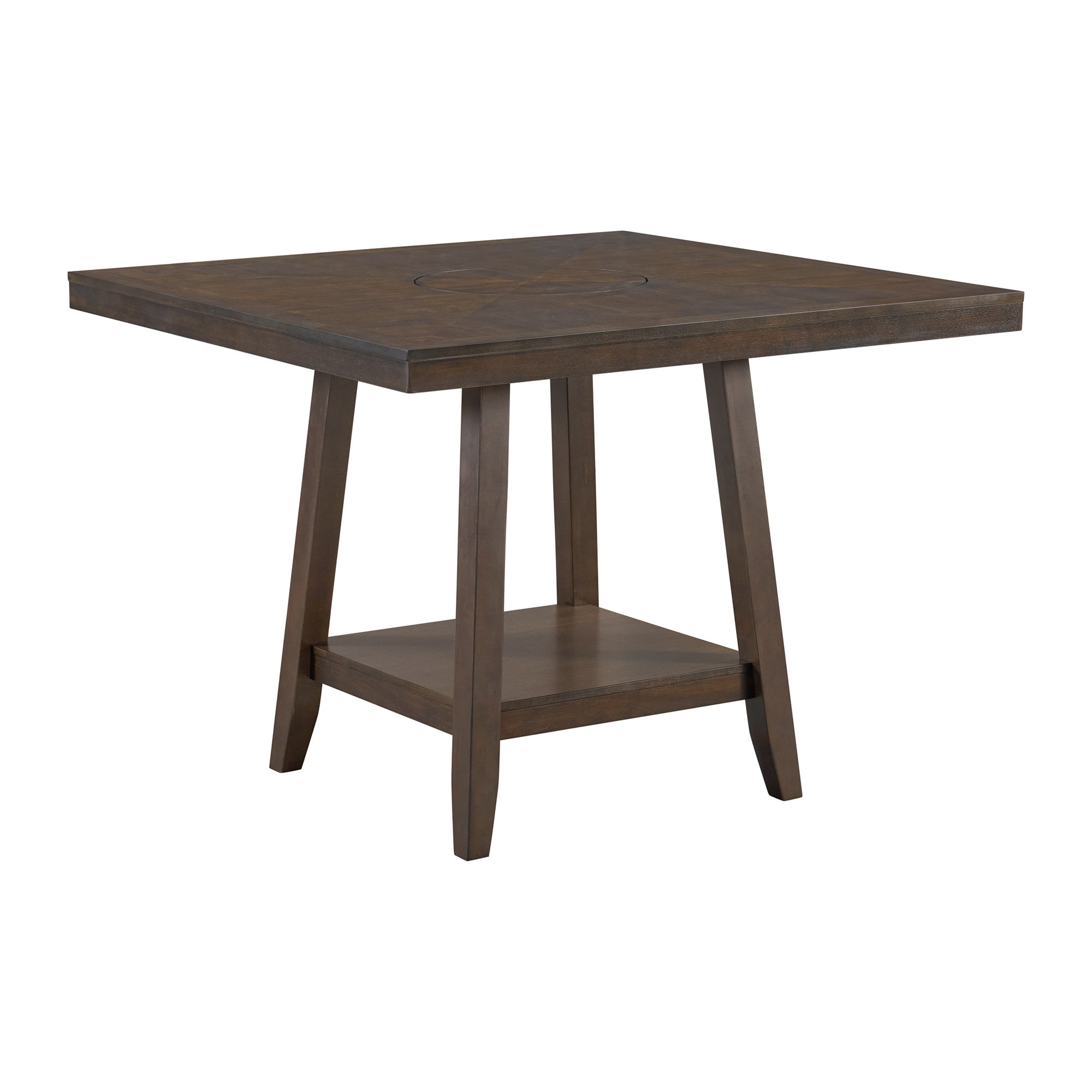 Winston Porter Poling Square Counter Table with Lazy Susan in Brown ...