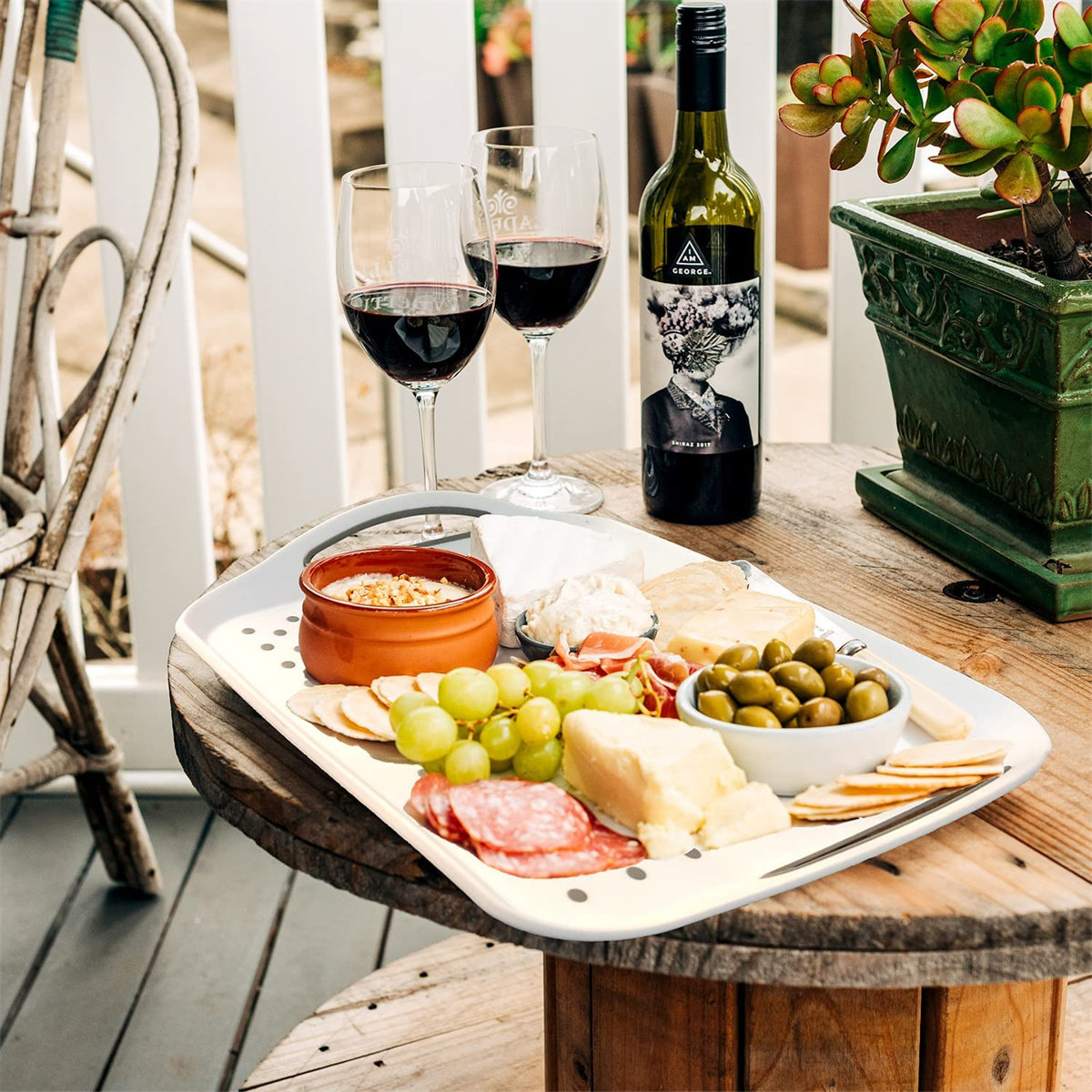 Latitude Run® Large Non Slip Serving Tray With Handles, Silicone ...