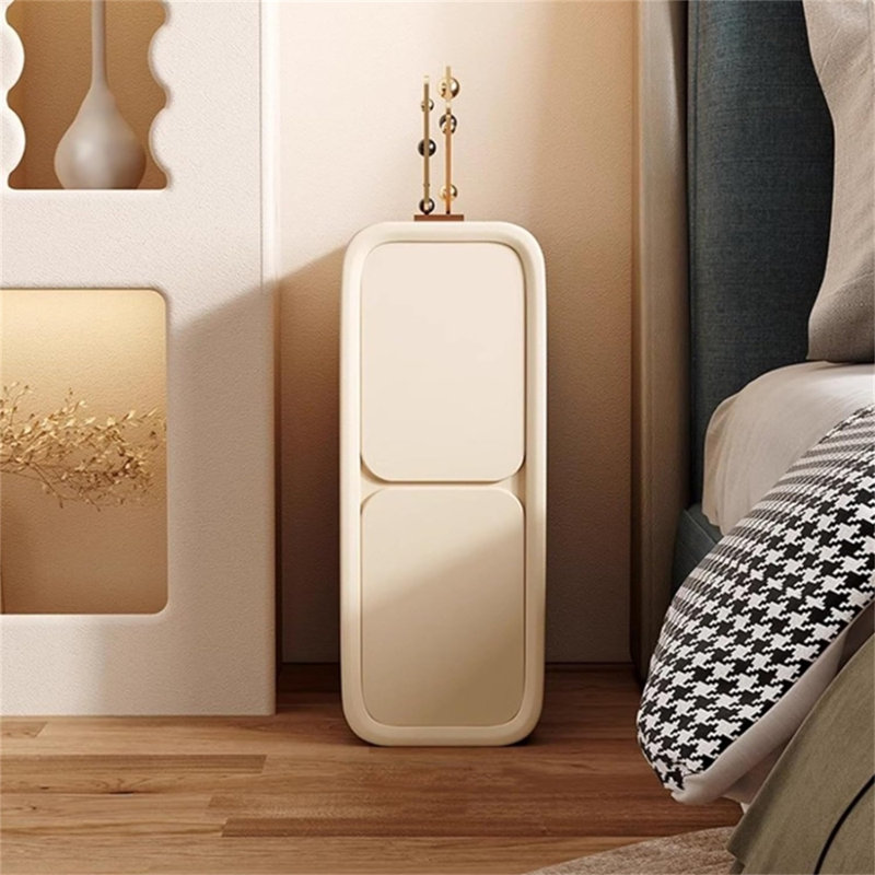 Ivy Bronx Narrow Nightstand, 2 Drawer Bedside Table, Solid Wood End ...