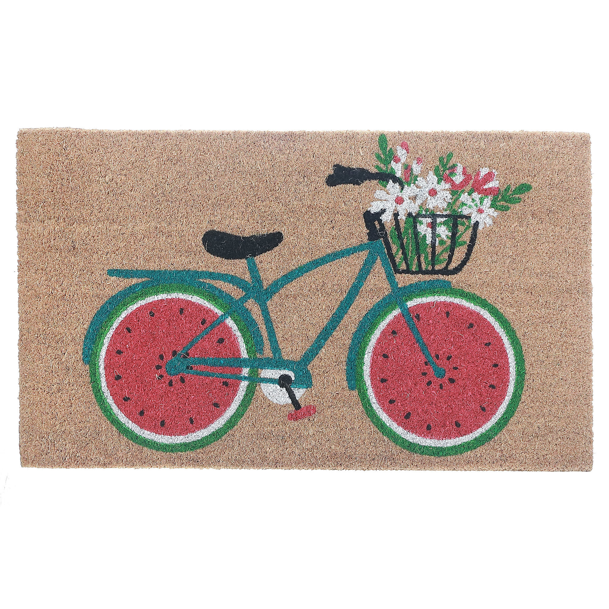 iH casadécor Bicycle with Flower 30 in. x 18 in. Indoor Door Mat | Wayfair