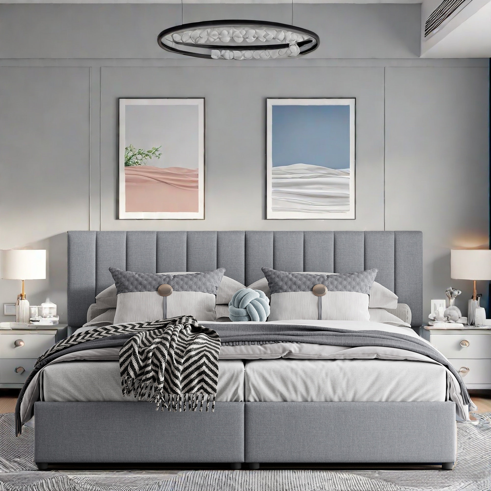 Urbanuniteusa Upholstered Platform Bed Included Two Twin Size Beds ...