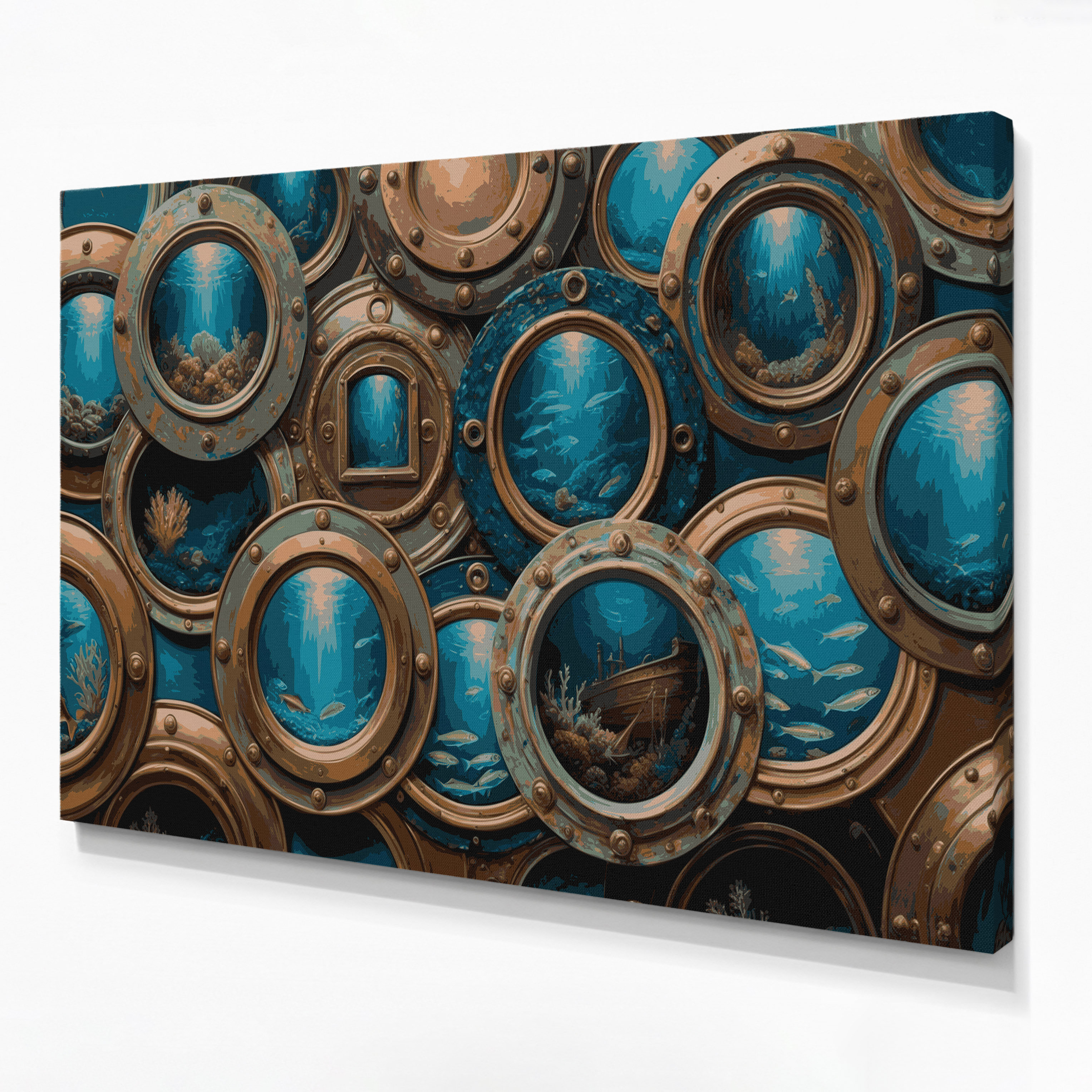 Breakwater Bay Nautical Porthole frames Black Canvas Wall Art - Wayfair ...