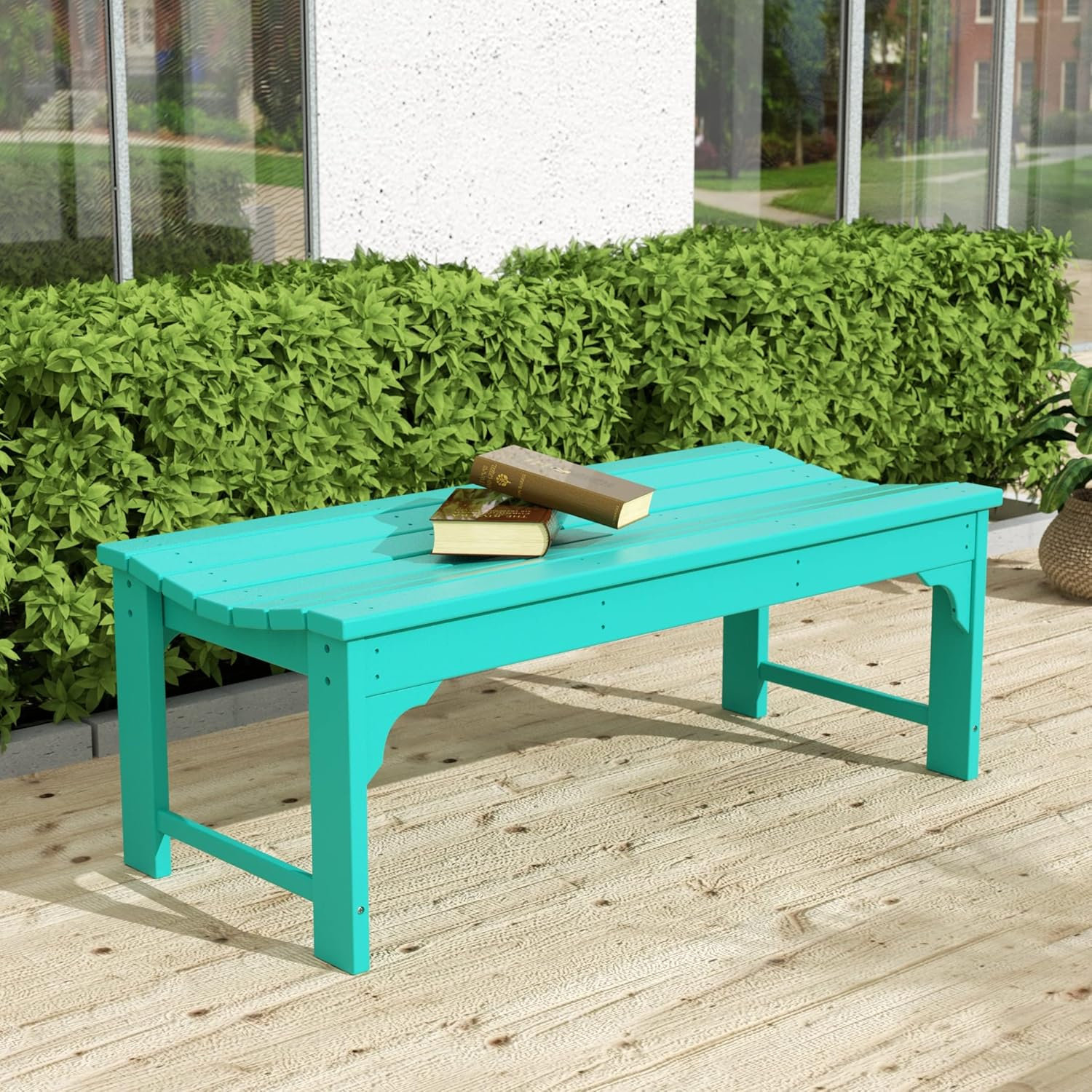 Red Barrel Studio® Modern Backless Bench, HDPE Plastic in Turquoise for ...