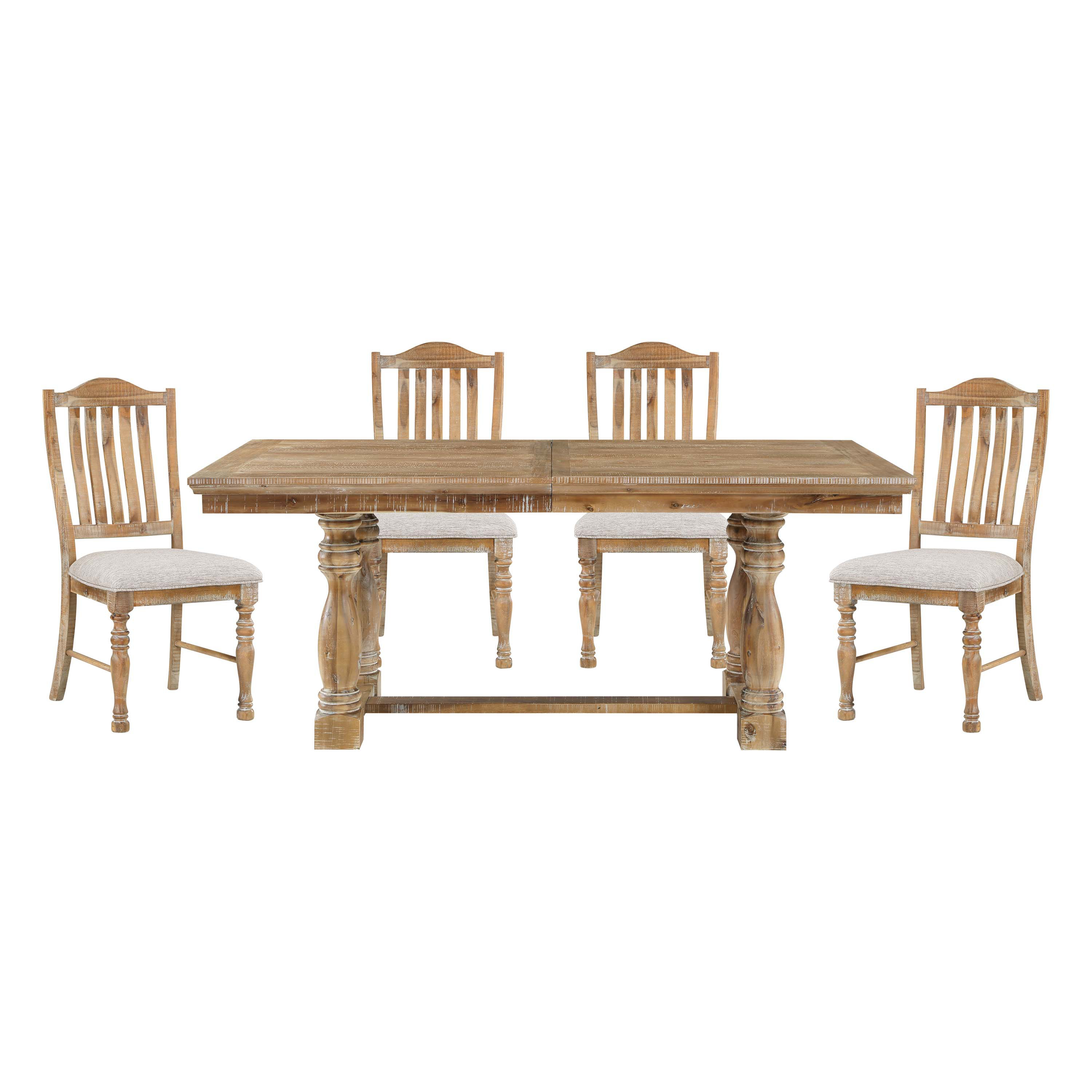 One Allium Way Traditional Dining Set 5pc Extendable Table and 4 Side Chairs Wheat Finish Wooden ...