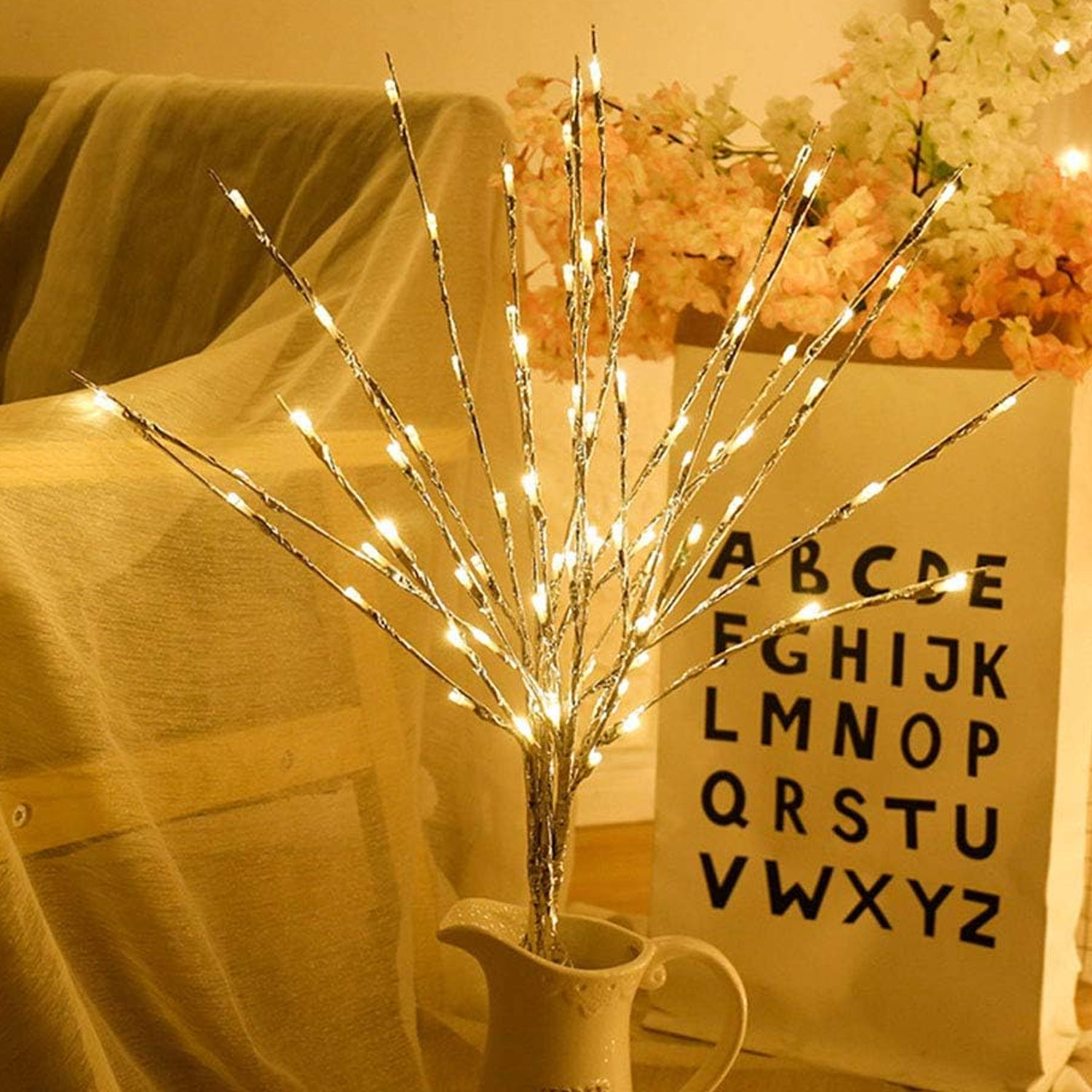 Dakota Fields 3 Pack Lighted Branches 60 LED Twig Lights Lighted Plants ...