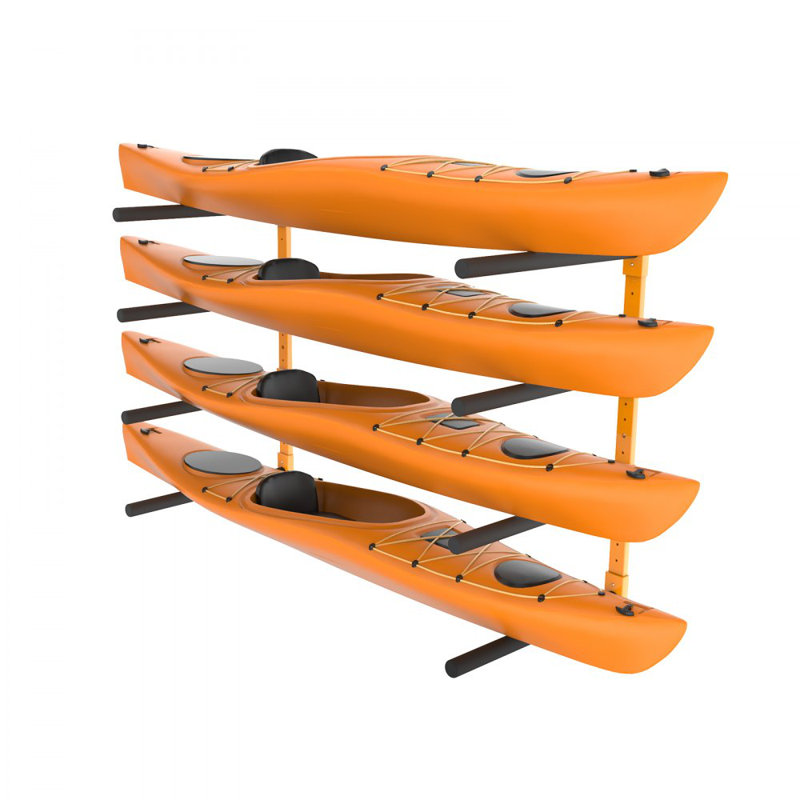 Rebrilliant Wall Kayak Storage Rack, 4-Capacity Wall Mounted Kayak ...