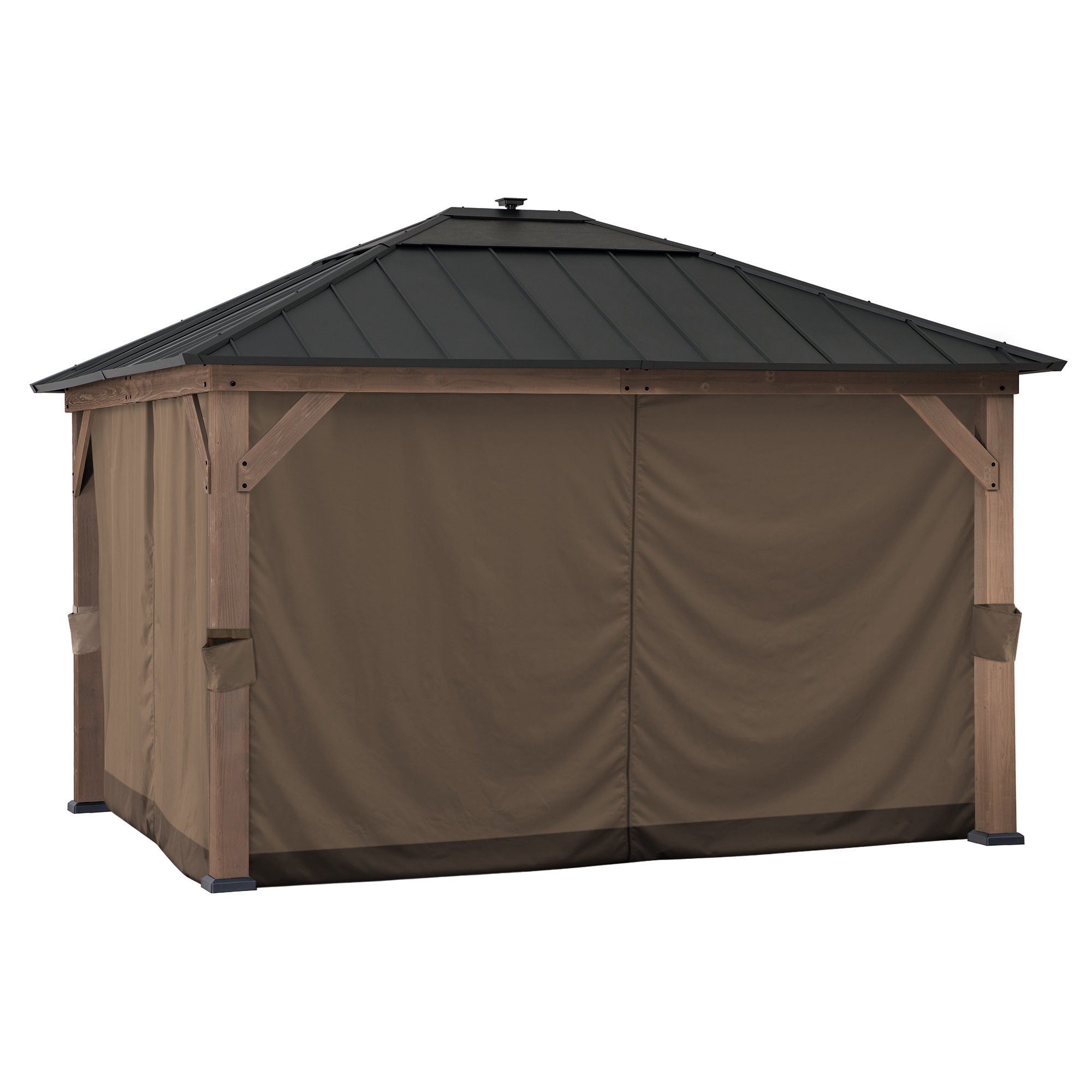 Sunjoy Four-Side Privacy Side Wall Curtain Set for 11 x 13 ft Gazebo ...