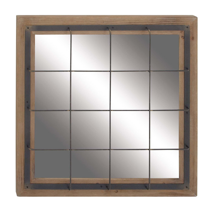 Gracie Oaks Square Wood Wall Mirror & Reviews | Wayfair