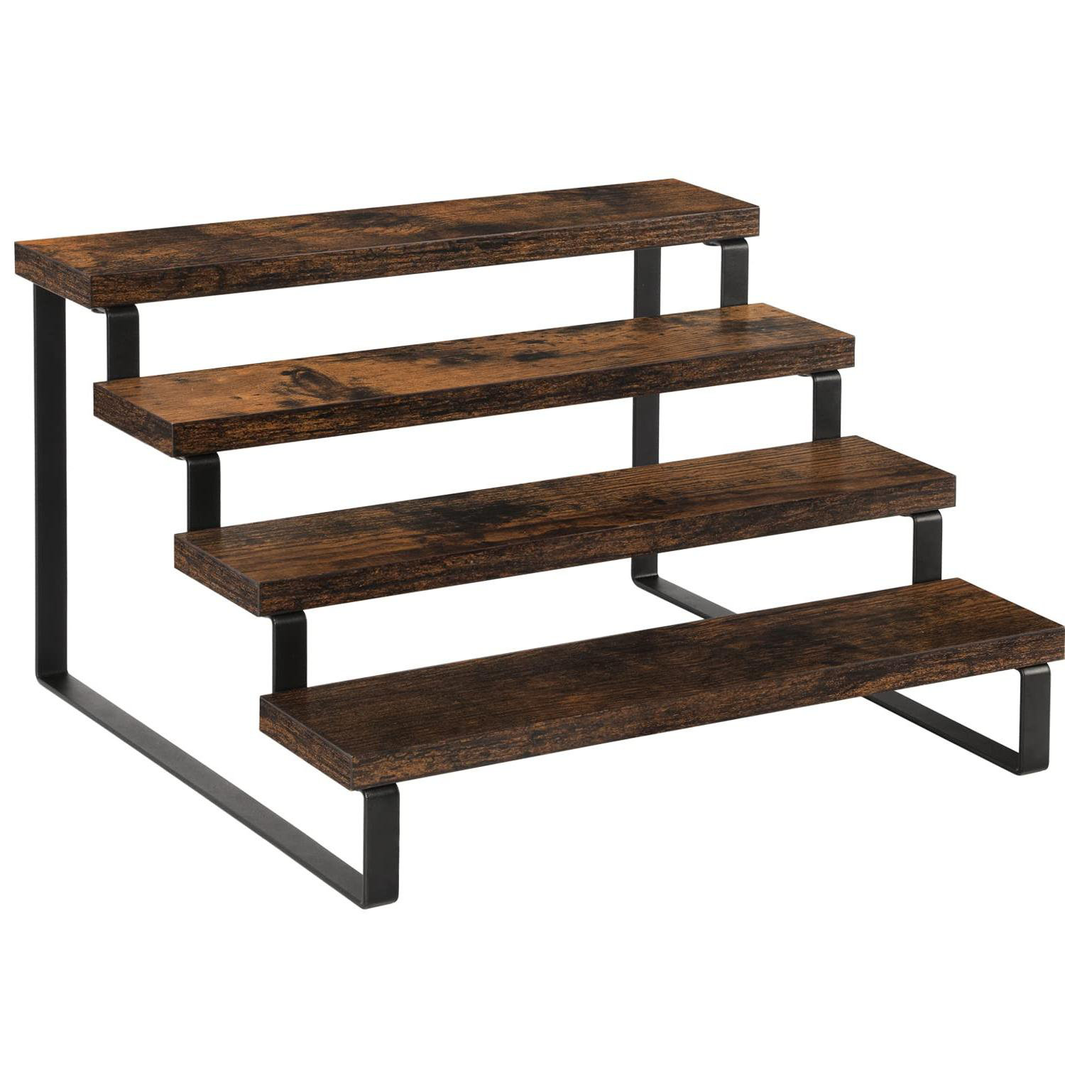 Millwood Pines 4-Tier Wooden Display Riser Stand, Rustic Organizer ...