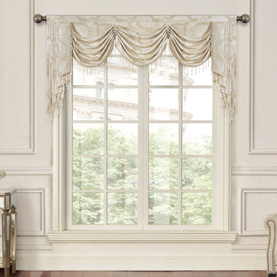 TOPLUXE Damask Window Valance in Beige | Wayfair