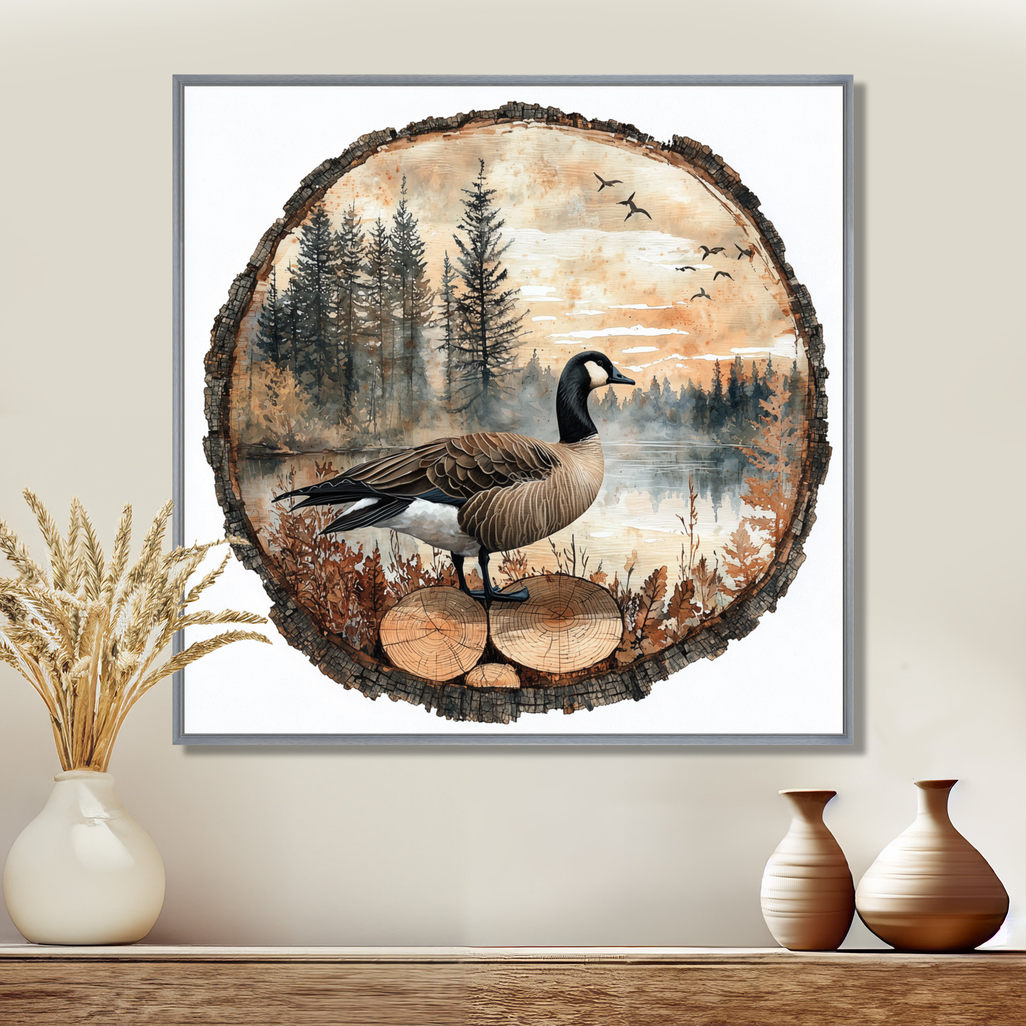 Millwood Pines Goldyn Canadian Goose In Forest Lake Landscape III ...