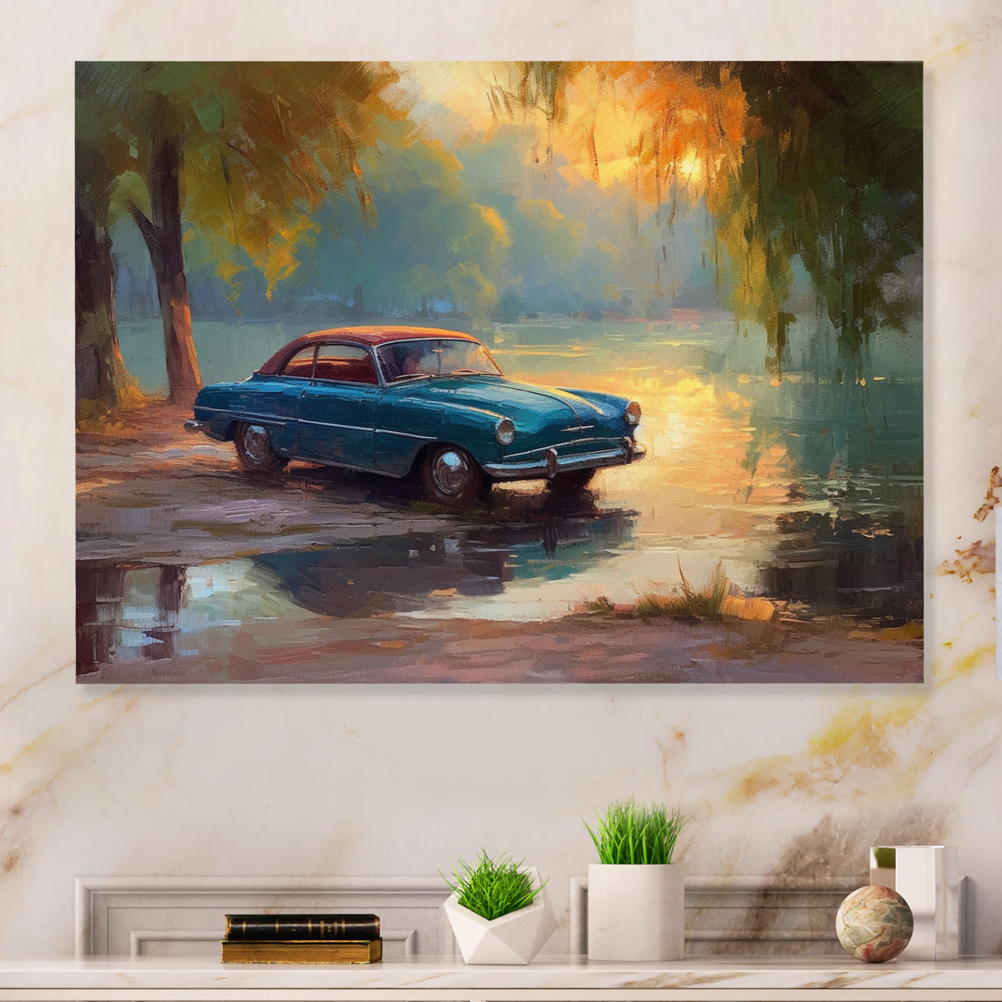 17 Stories Blue and Yellow Sculpted Speed - Cars American Muscle Metal ...