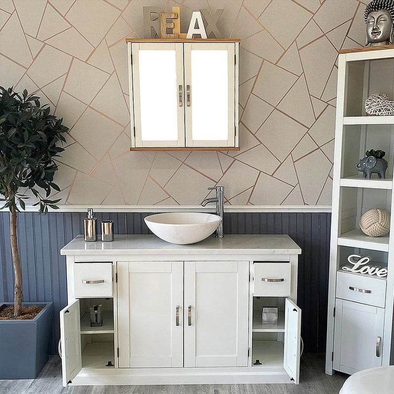 Ebern Designs Arana Solid Beech 1230mm Free-standing Single Vanity Unit ...