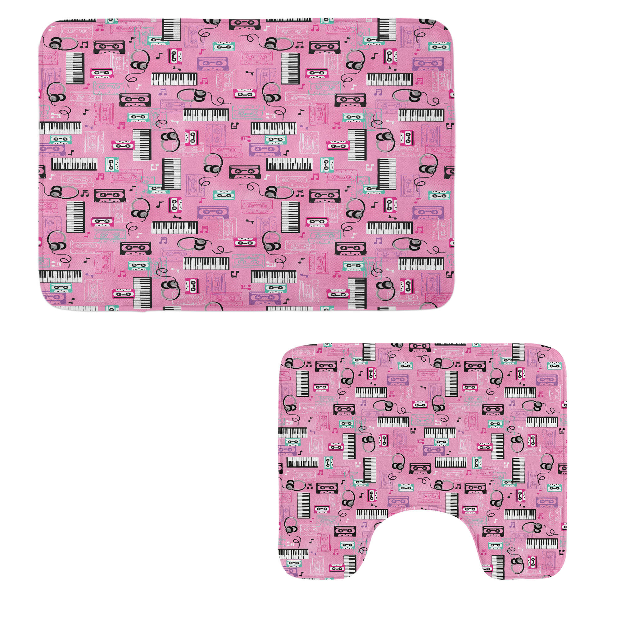 East Urban Home Pink Bathroom Rug Set 2 Pieces Rectangle & Contour Mats ...