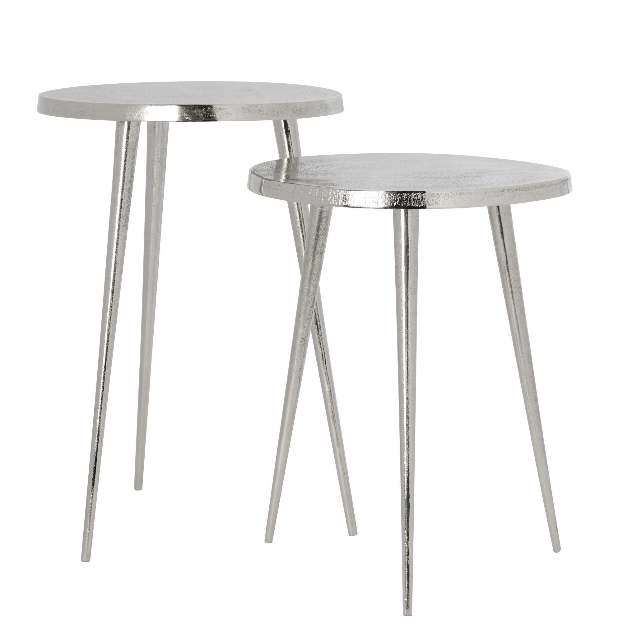Ivy Bronx Lakietha Aluminum Pin Leg Nested Tables, Silver (Set of 2 ...