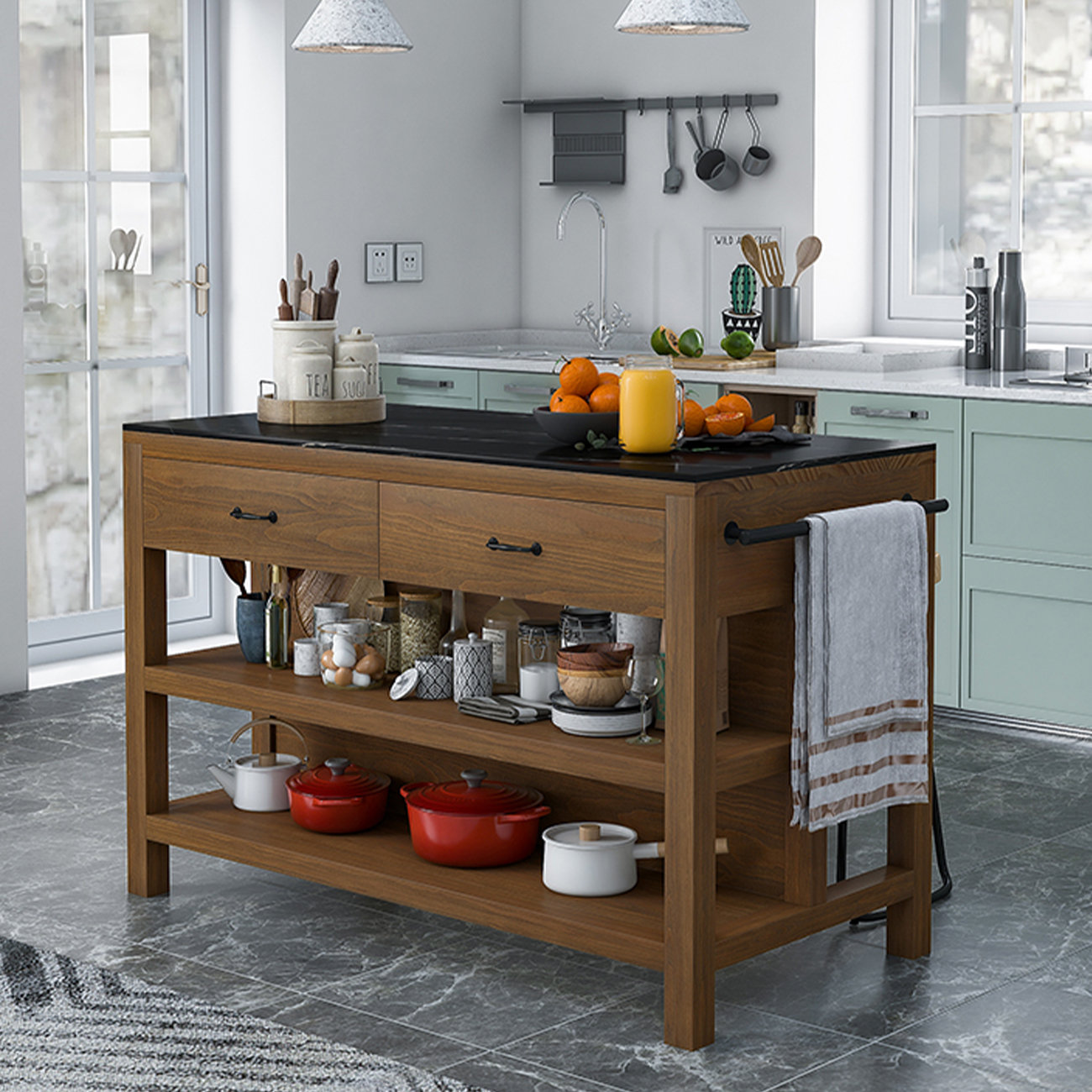 Hokku Designs Removable Storage Kitchen Island - Wayfair Canada