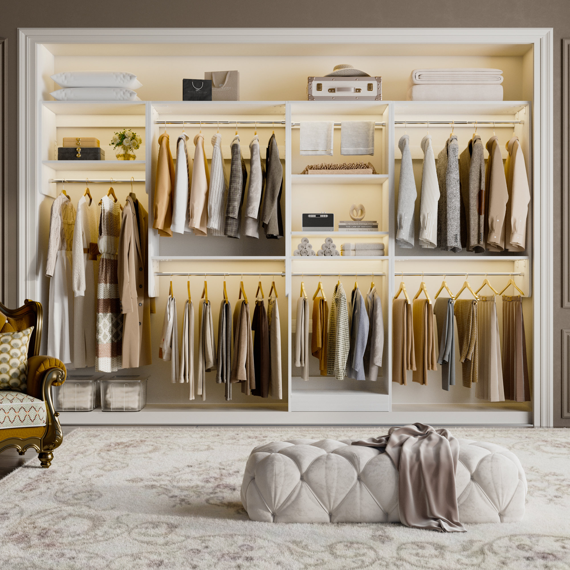Latitude Run® 119.4" W Walk In Closet System with Shelf | Wayfair