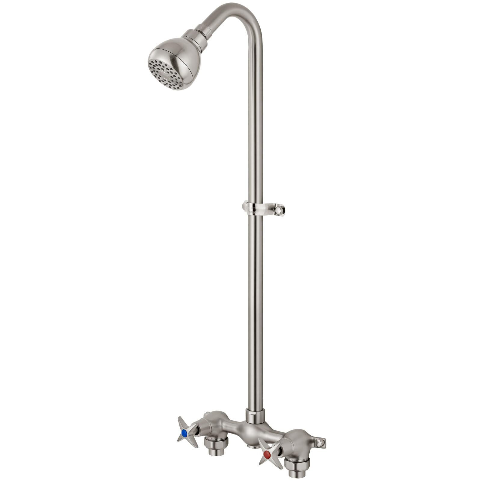 Outdoor Shower Hardware Brushed Nickel Wall Mounted Exposed Shower