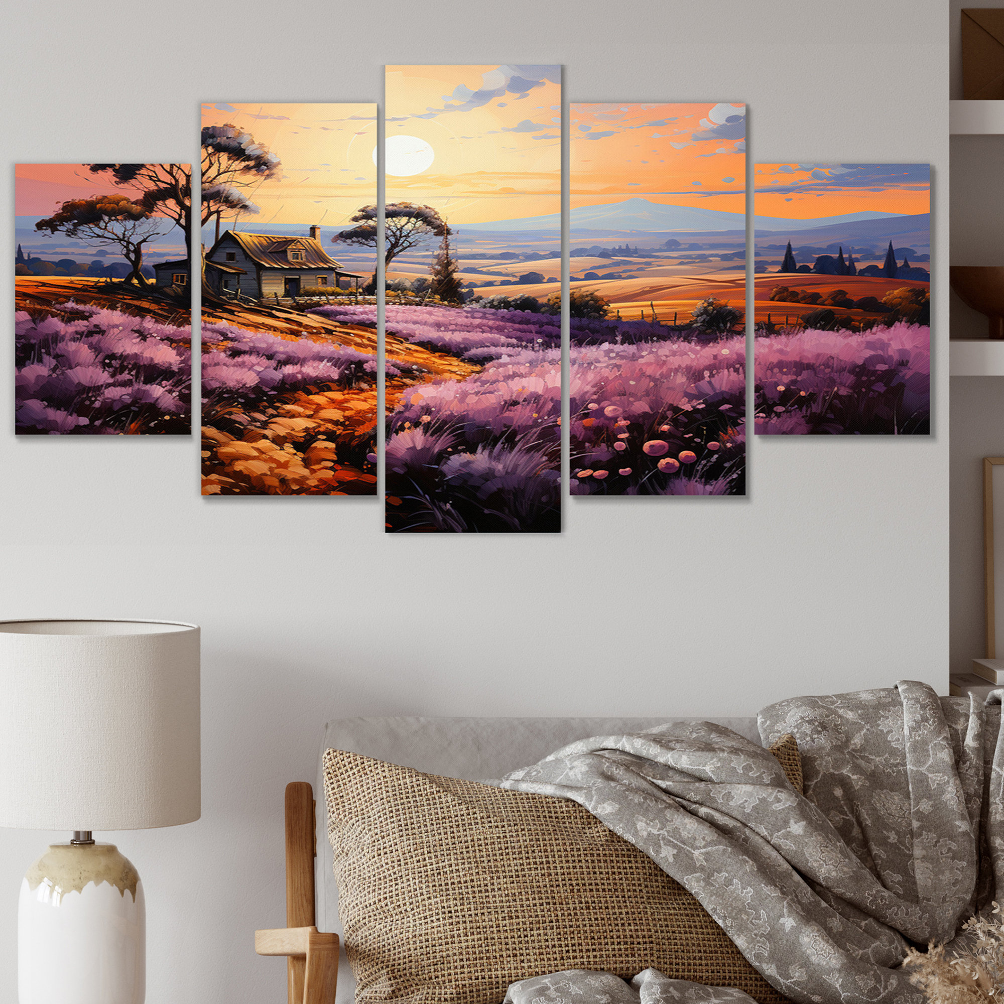 Design Art Countryside Lavender Landscape Patchwork IV - Landscapes ...