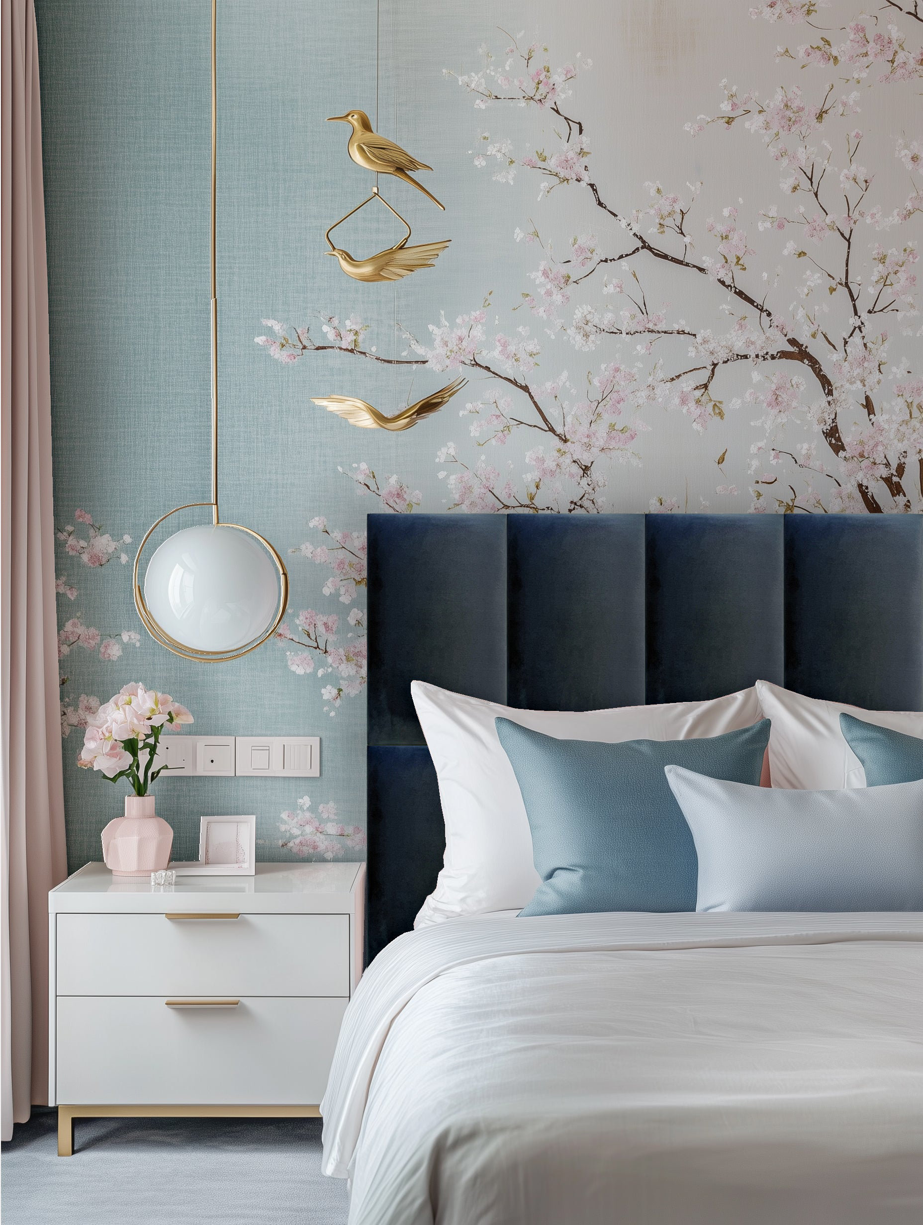 Latitude Run® Small Square Dark Blue Upholstered Wall Panels, SET Of 4 ...