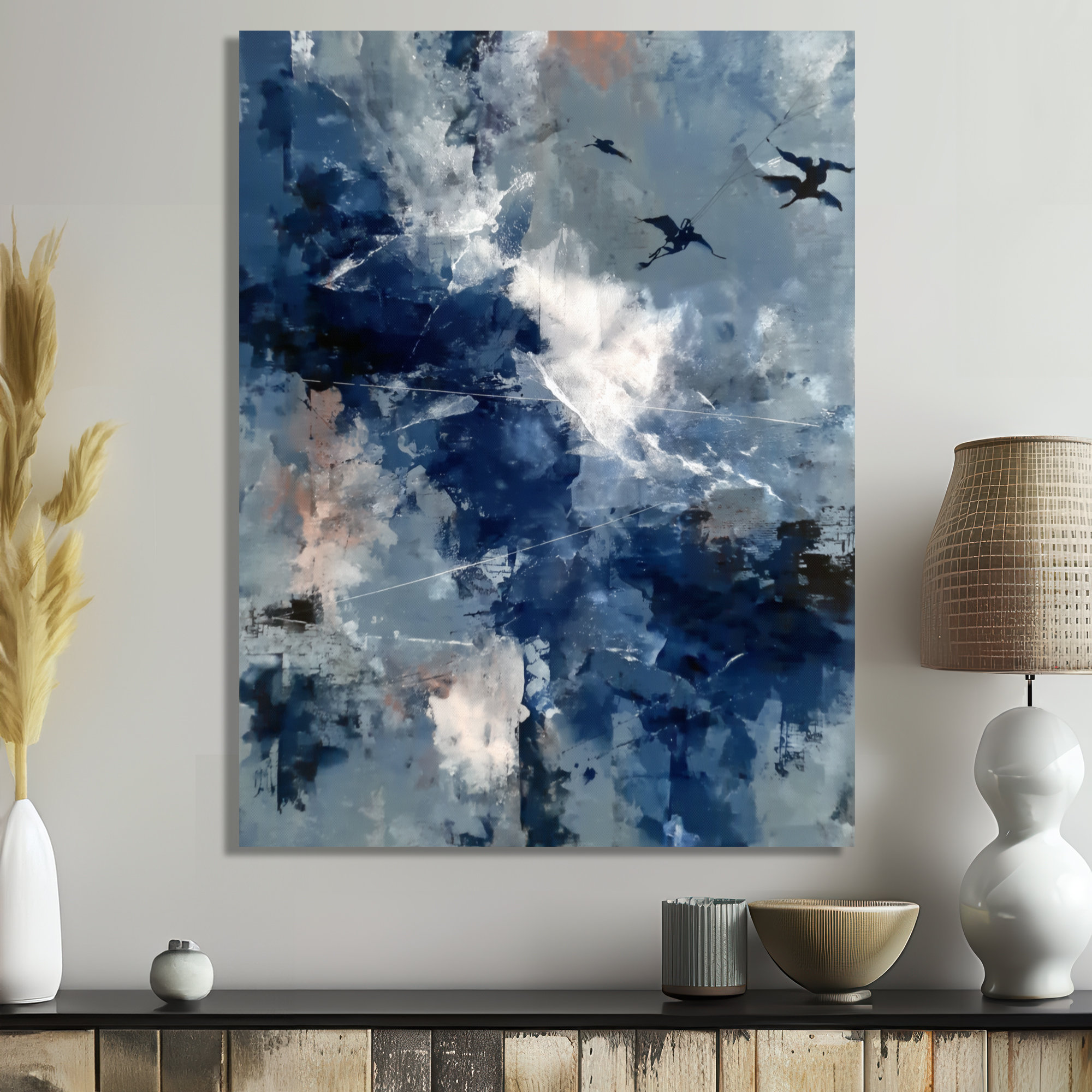 Red Barrel Studio® Blue Sturdy Guardians Accented With Grey - Abstract ...