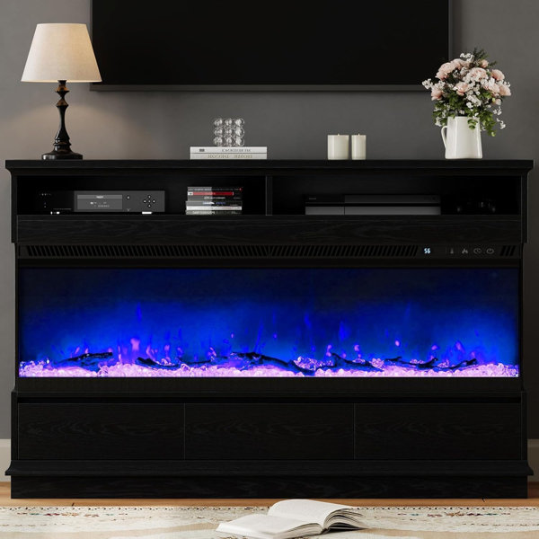 Red Barrel Studio® Fireplace TV Stand with 50" Electric Fireplace ...