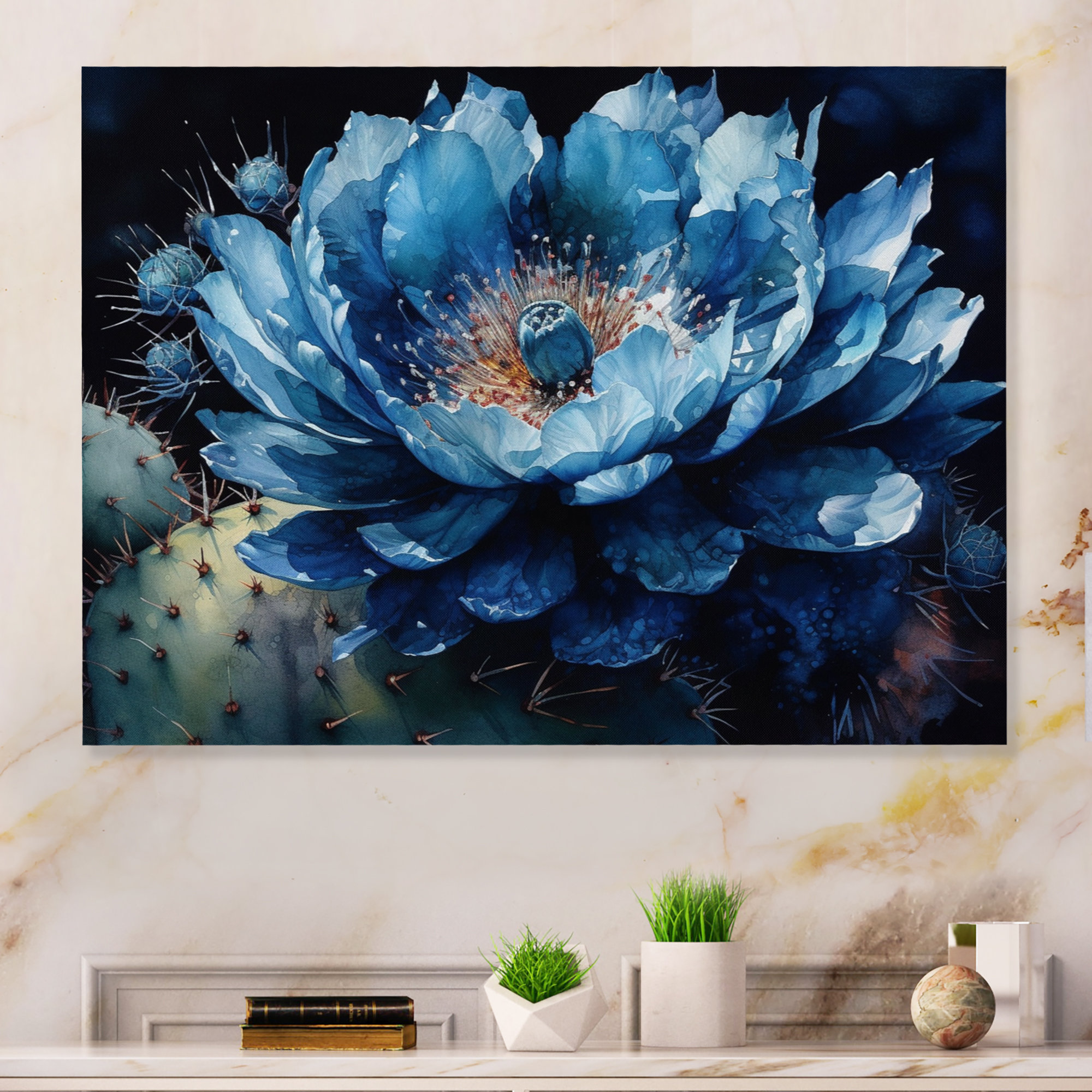 Red Barrel Studio Blue Green Cactus Beauty - Cactus Metal Wall Art ...